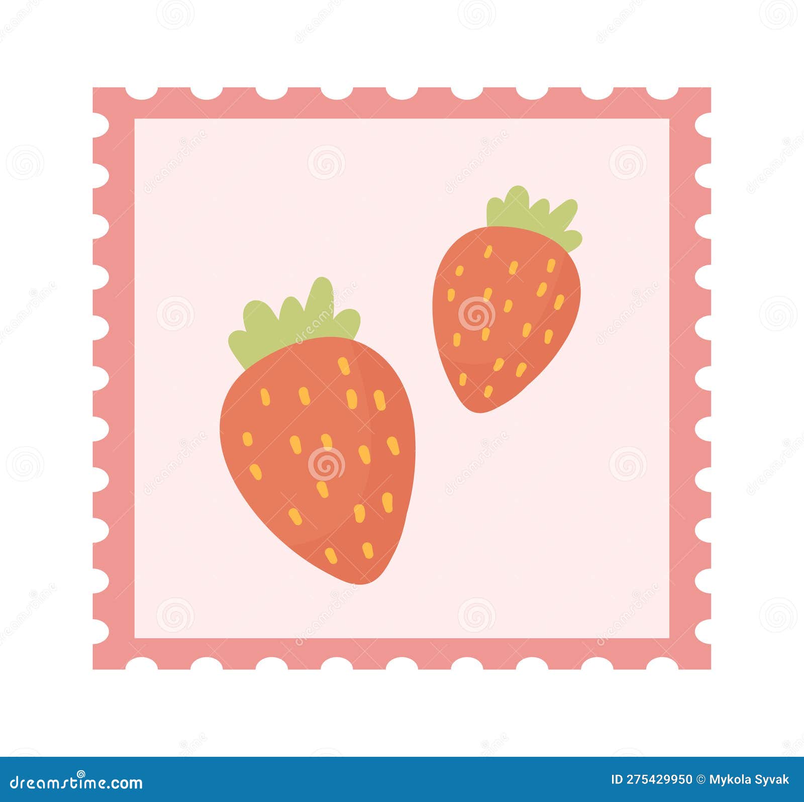 Strawberries Postage Stamp stock vector. Illustration of design - 275429950