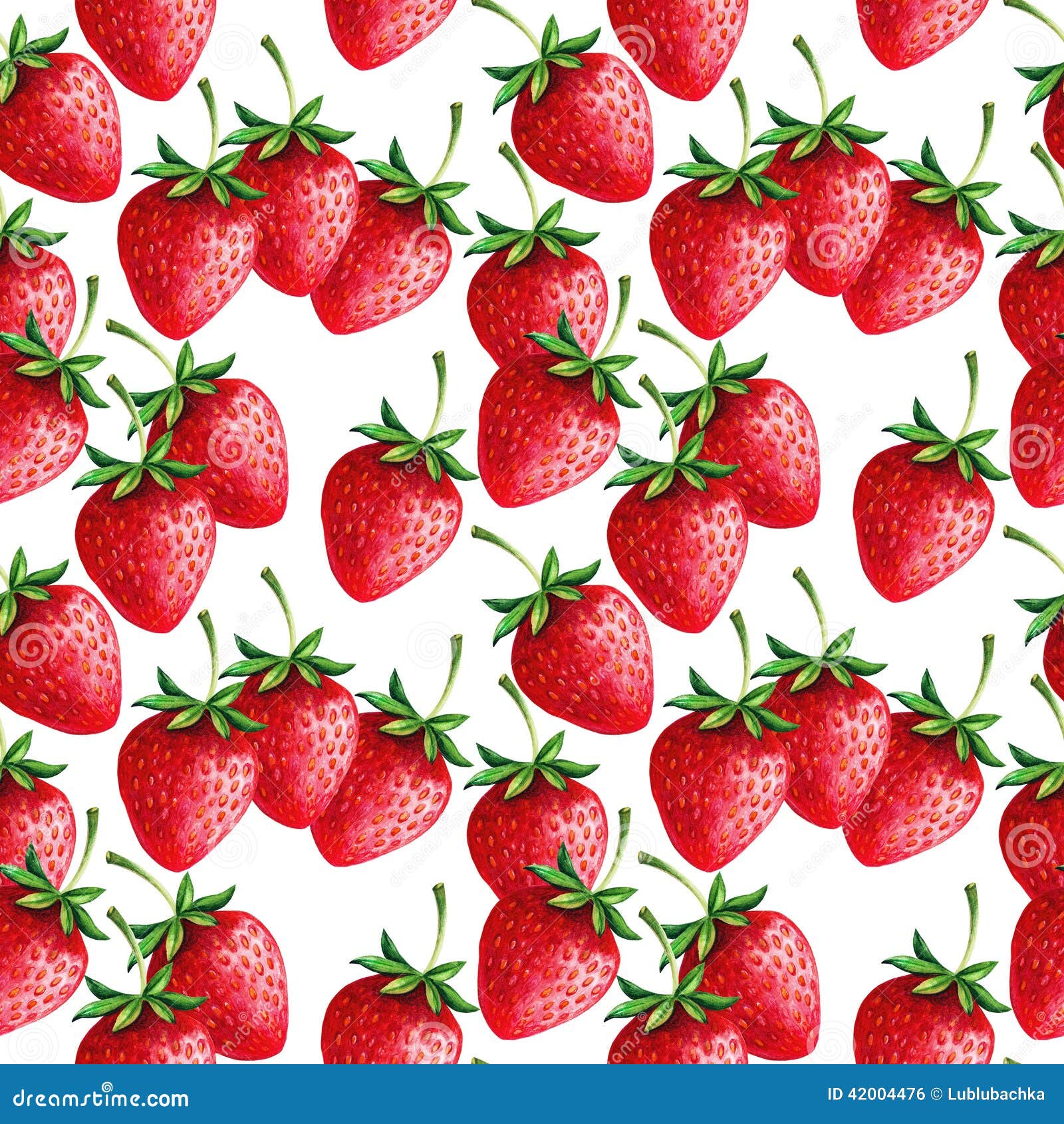 Strawberries Seamless Hand Drawn Pattern with Whit Stock Photo - Image ...