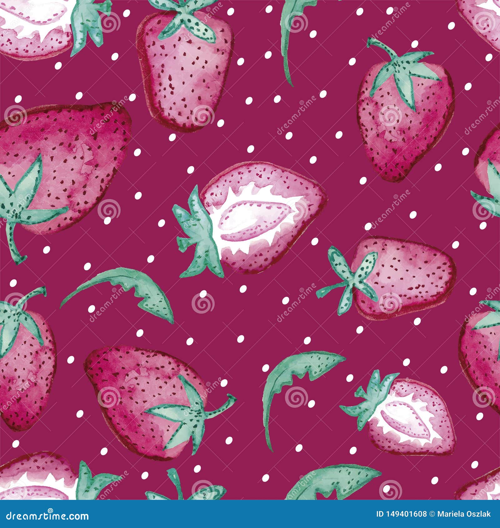 STRAWBERRIES SEAMLESS PATTERN REPEAT PRINT TILE Stock Illustration ...