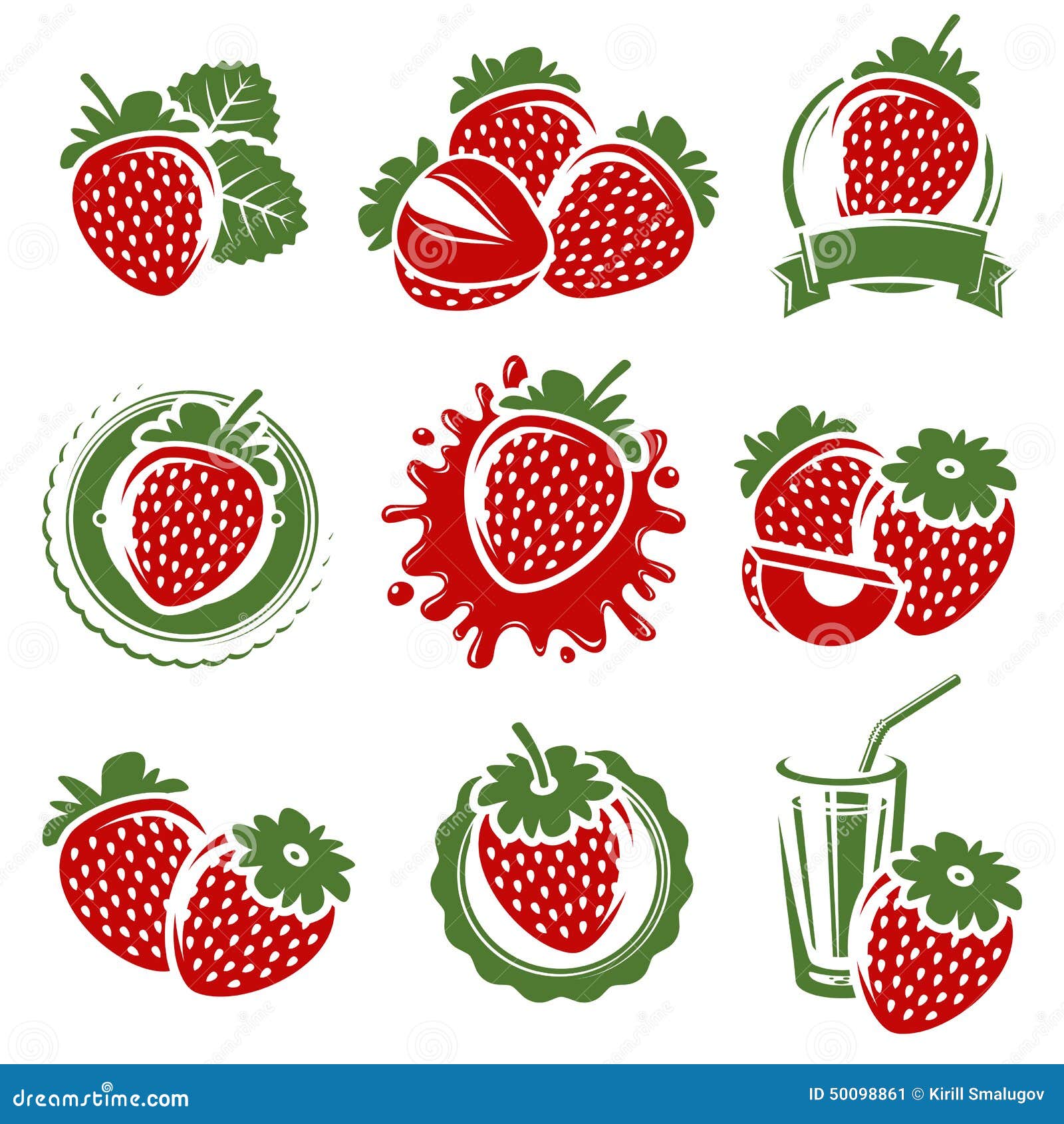 Strawberries set. Vector stock vector. Illustration of isolated - 50098861