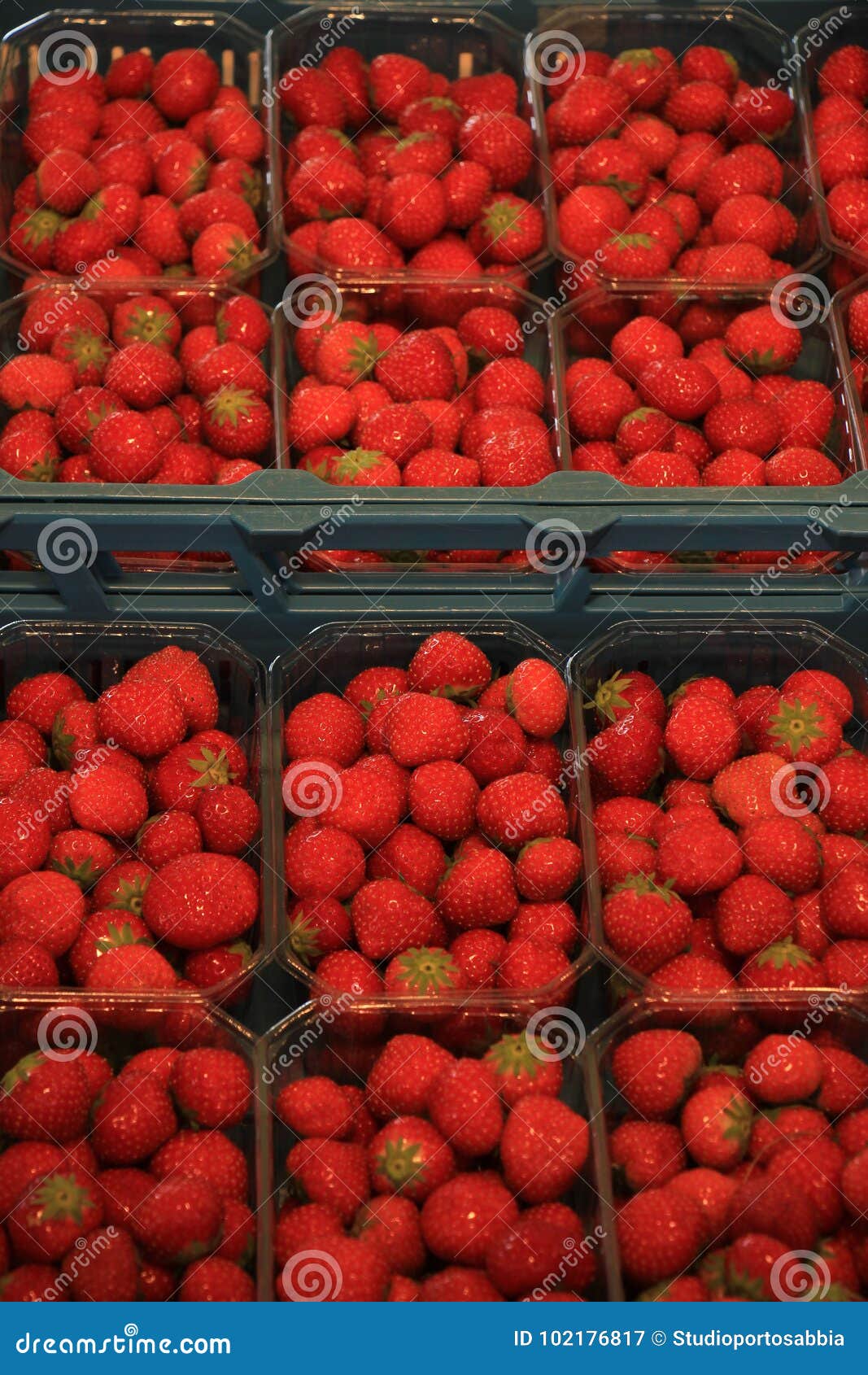 Strawberries on display stock image. Image of wooden - 102176817