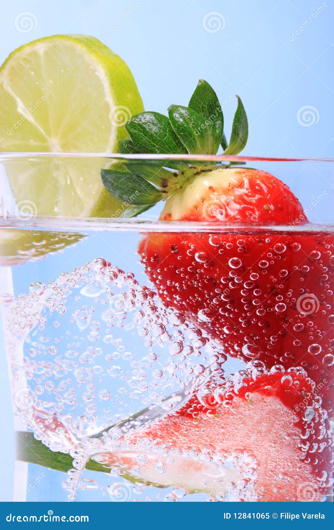 Strawberries in Sparkly Water with Ice Cubes Stock Image - Image of ...
