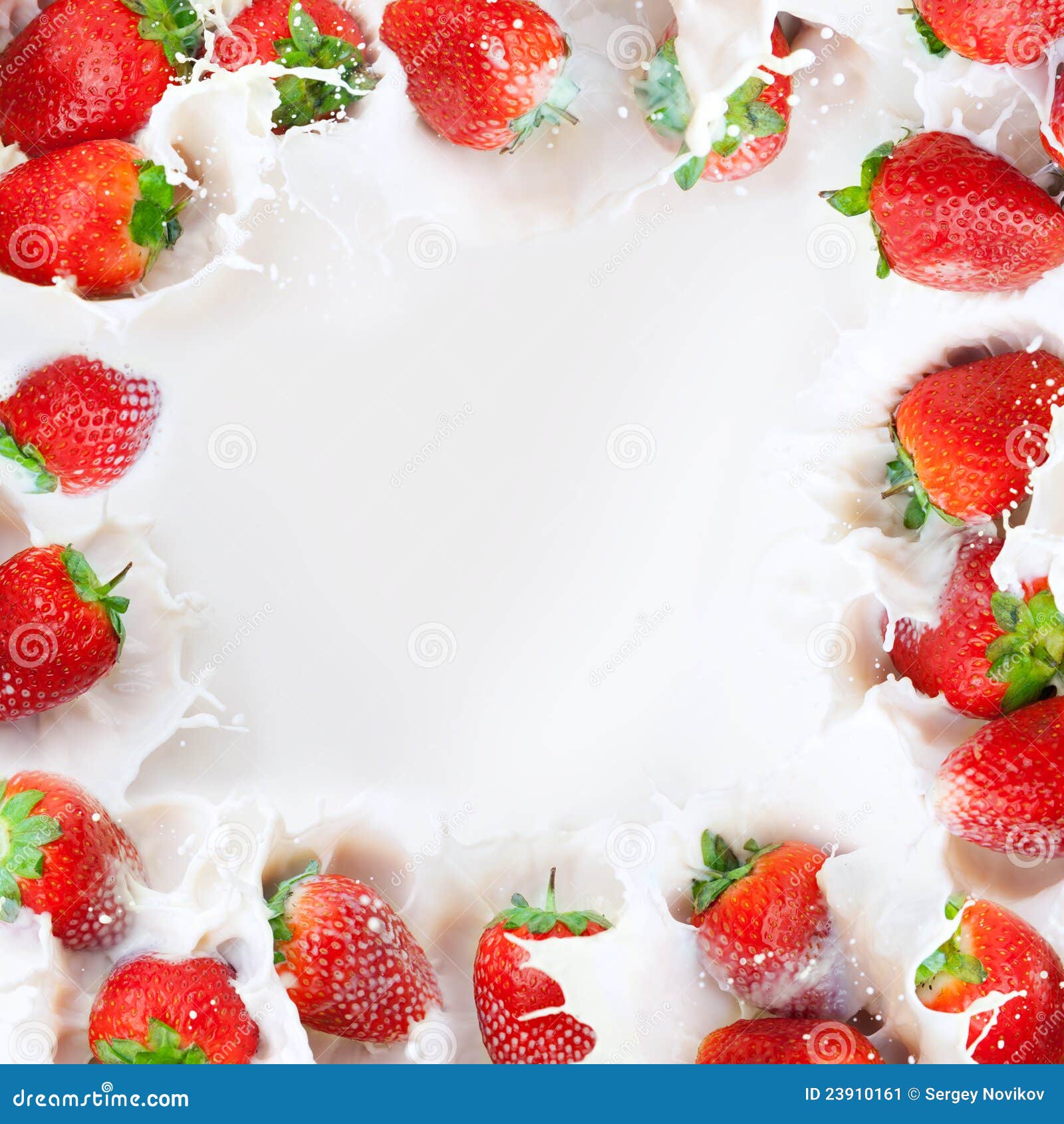 Strawberries Splashing into Milk Frame Stock Image - Image of frame ...