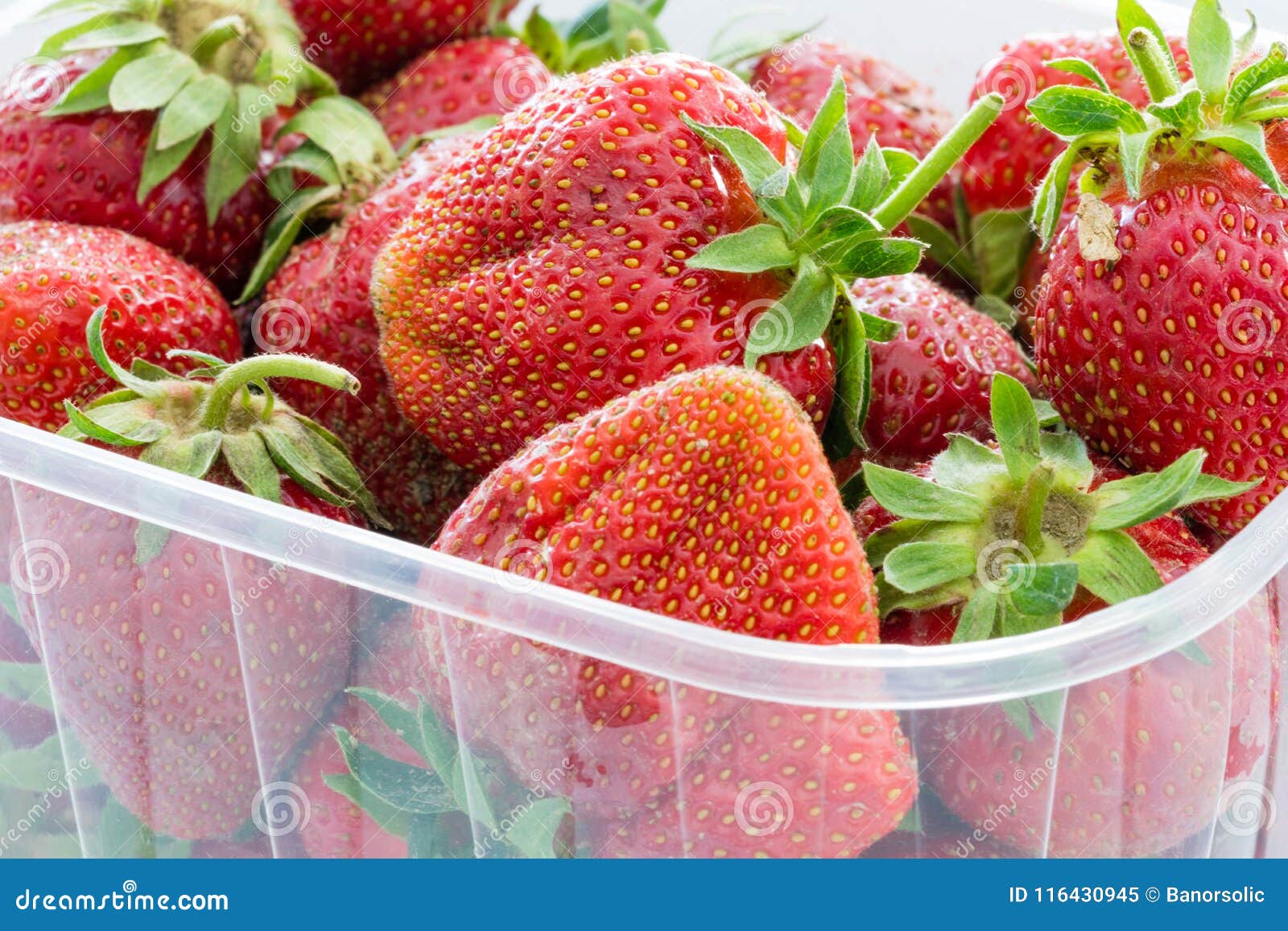 Strawberries in Transparent Plastic Retail Package. Stock Image - Image ...