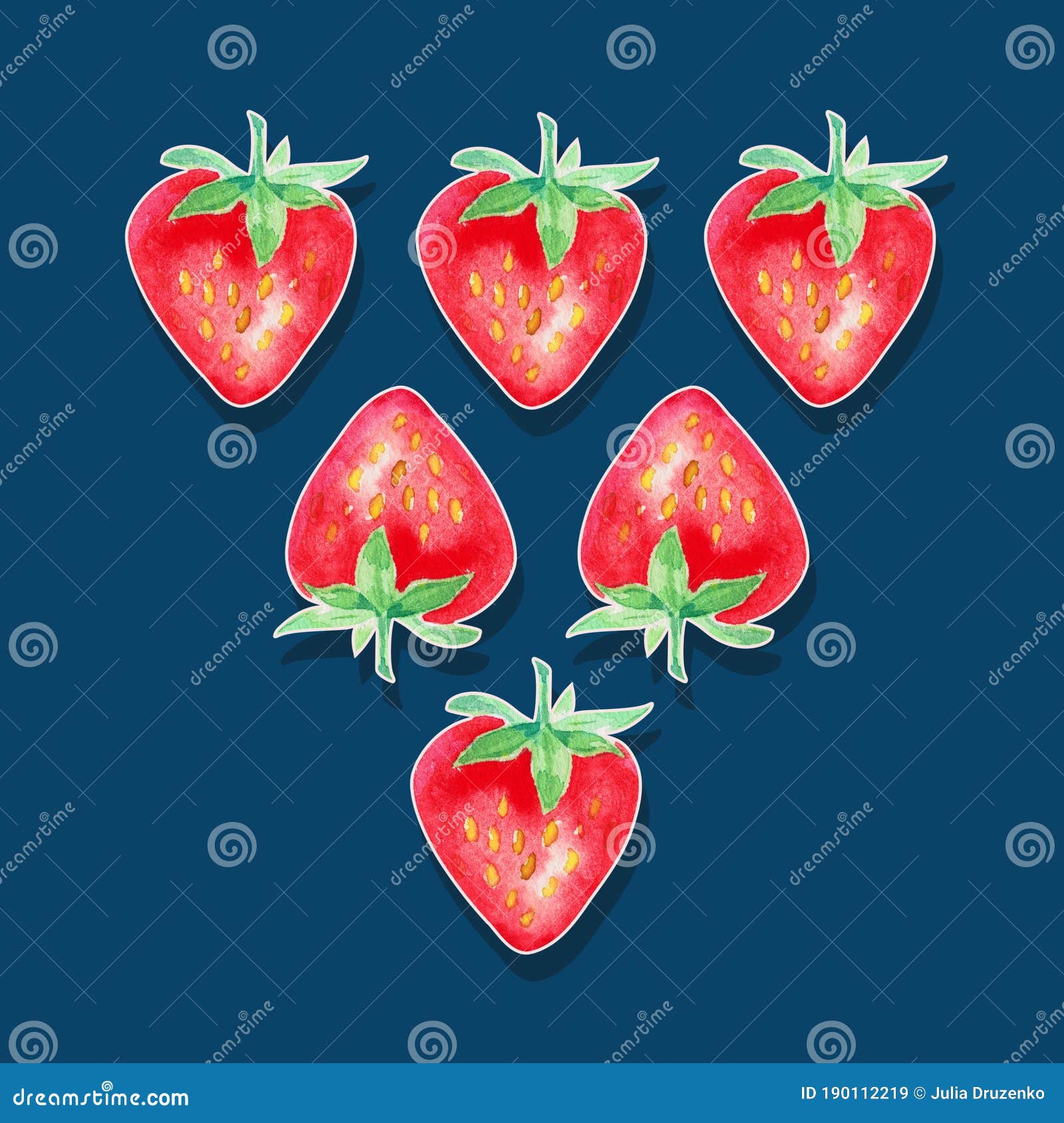 Strawberries Triangle Concept. Watercolor Illustration. Stock ...