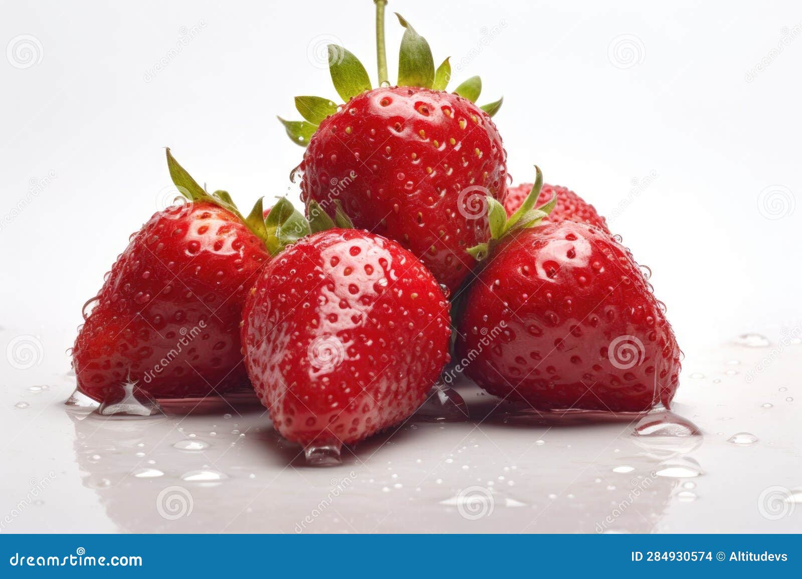 Strawberries with Water Drops on a White Background Stock Photo - Image ...