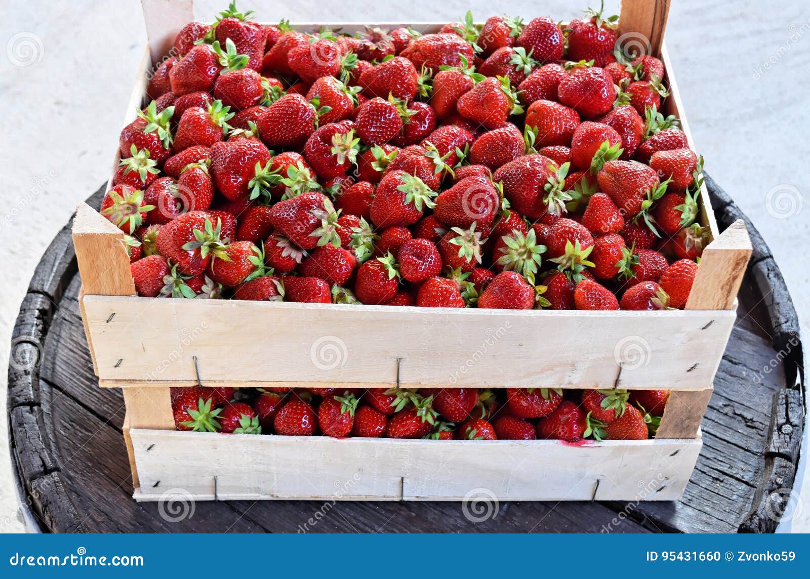 Strawberries in Wooden Boxes Stock Photo - Image of crate, berry: 95431660