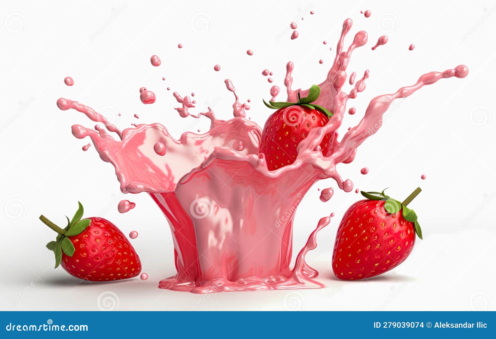 Strawberries in Yoghurt Splash. Generative Ai Illustration Stock ...
