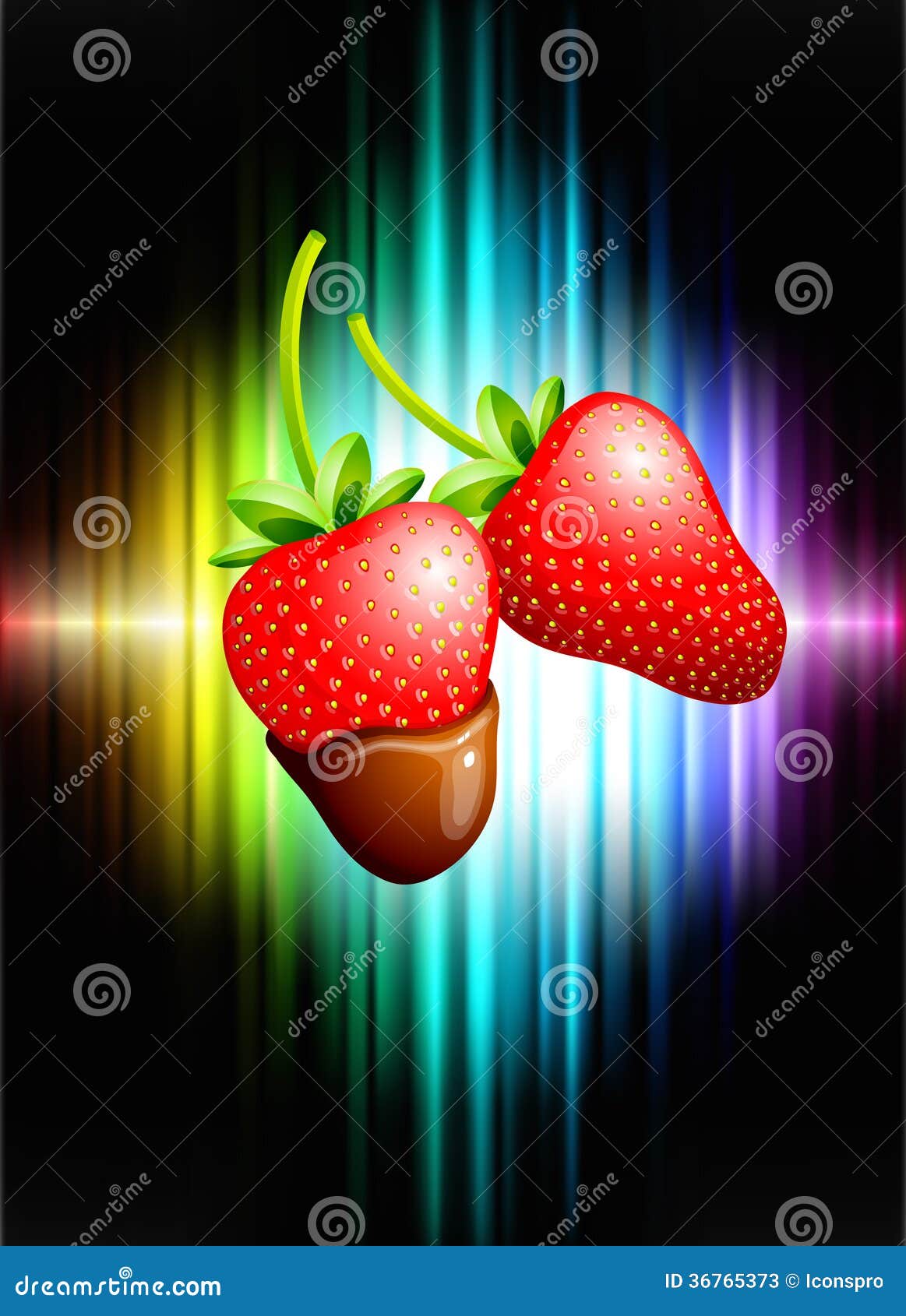 Strawberry on Abstract Spectrum Background Stock Illustration ...