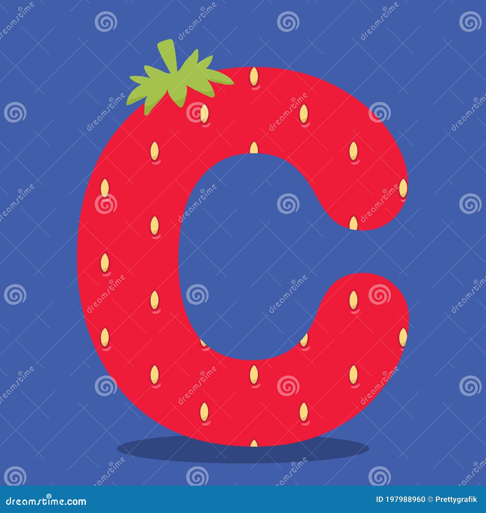 STRAWBERRY ALPHABET C 03 stock vector. Illustration of graphic - 197988960