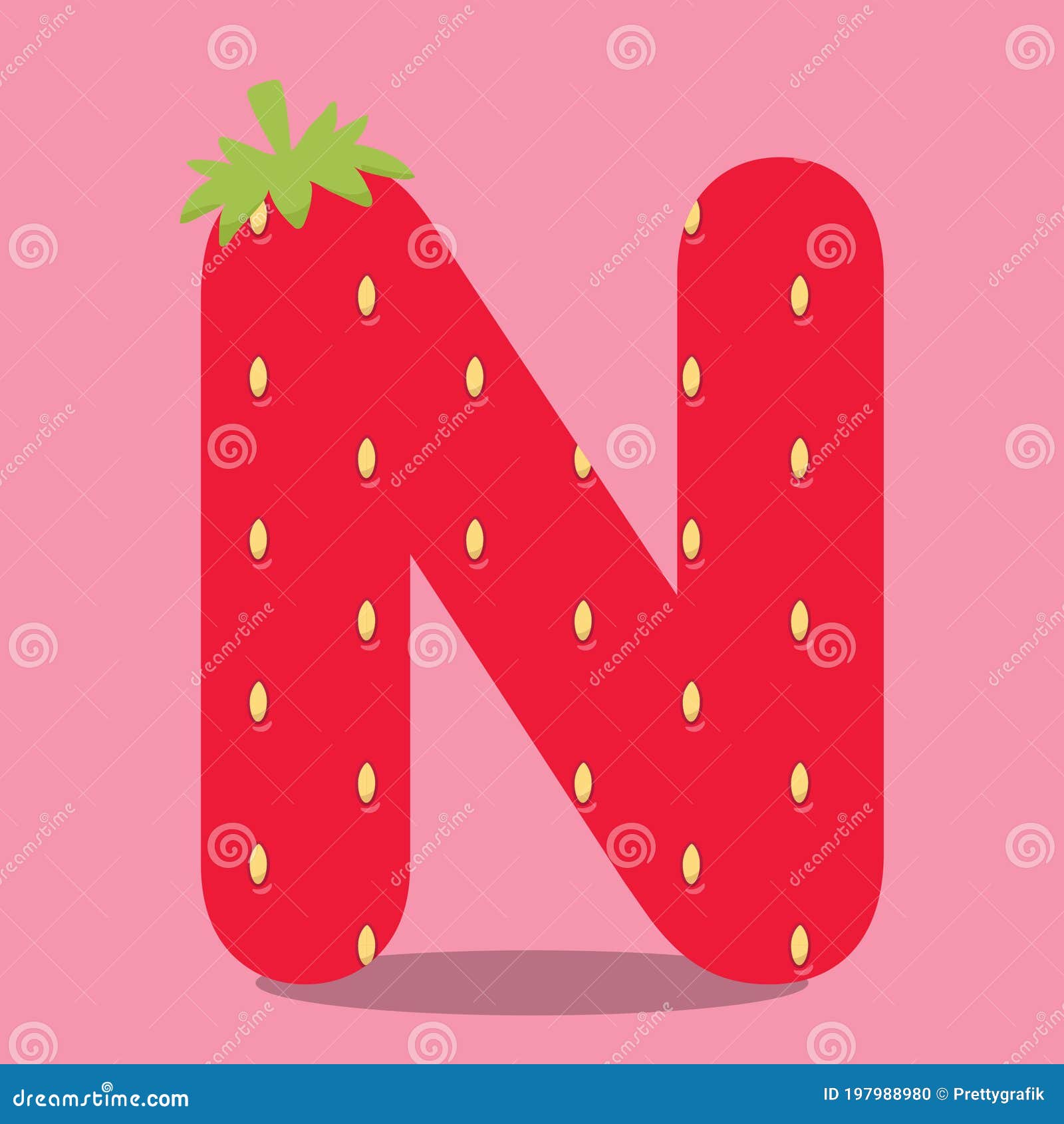 STRAWBERRY ALPHABET N 14 stock vector. Illustration of graphic - 197988980