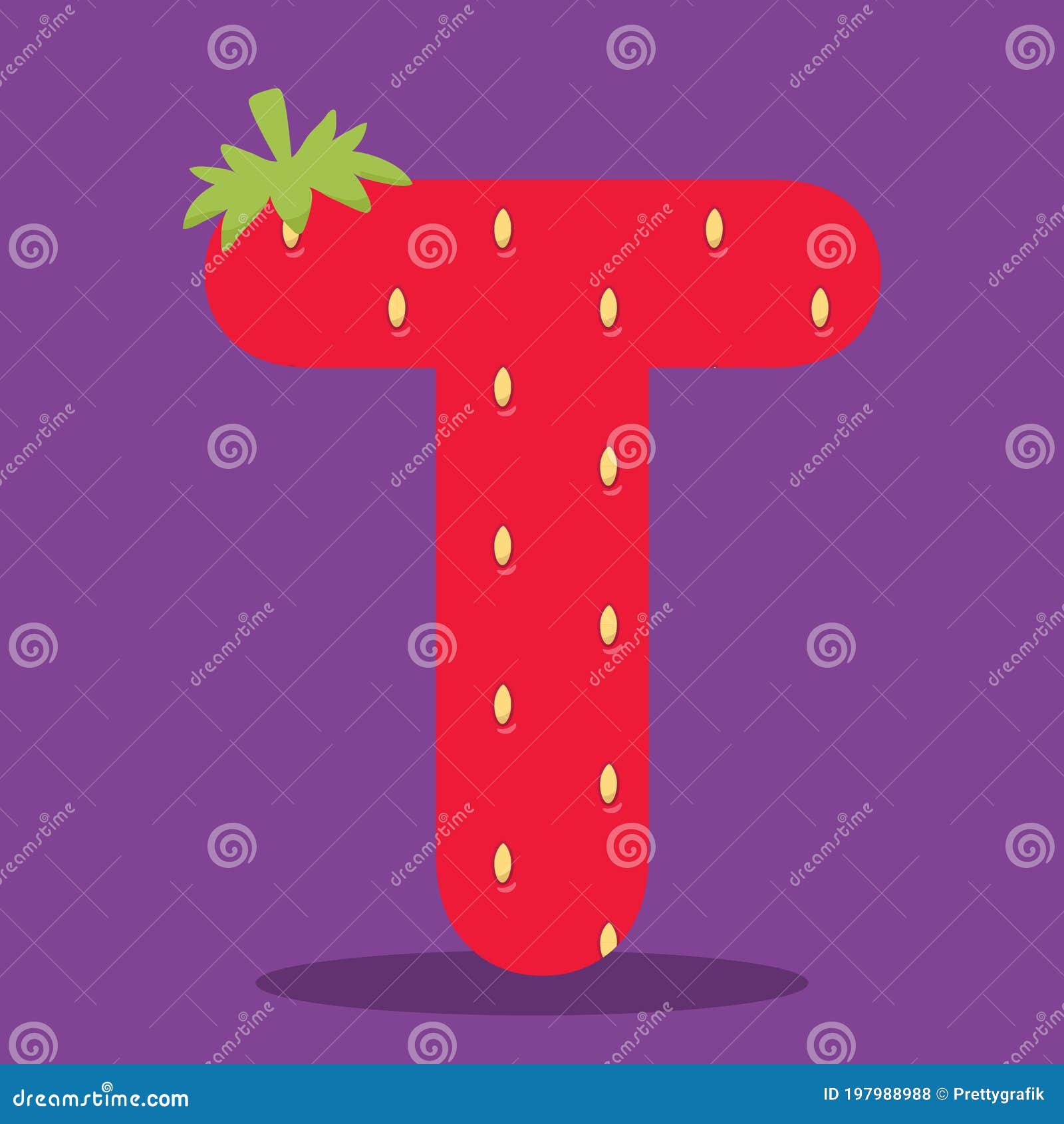 STRAWBERRY ALPHABET T 20 stock vector. Illustration of vector - 197988988