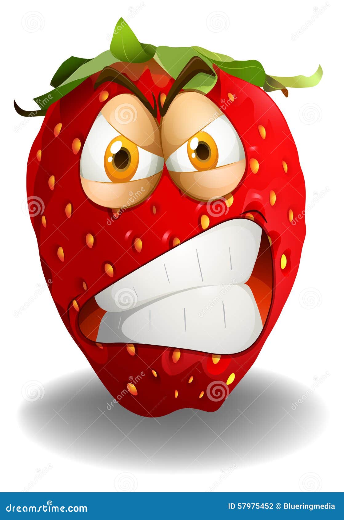Strawberry with angry face stock vector. Illustration of graphic - 57975452
