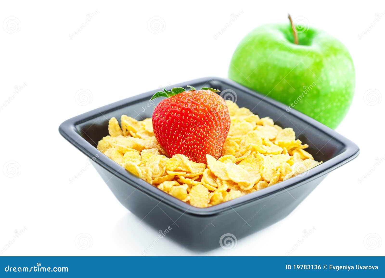 Strawberry,apple and Flakes in a Bowl Stock Photo - Image of cold ...