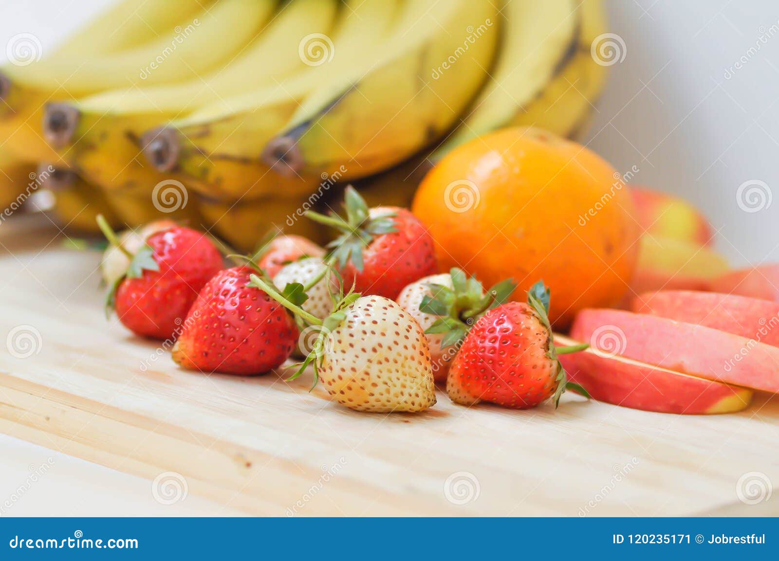 Strawberry ,apple, Orange and Banana Stock Image - Image of vegan ...