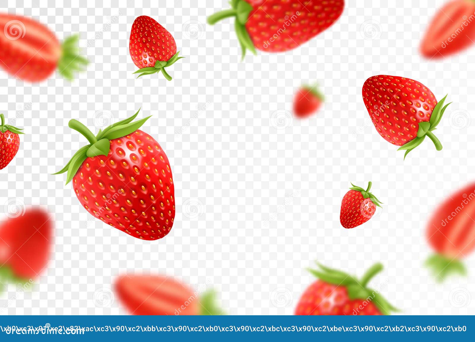 Strawberry Background. Flying Red Strawberry on Transparent Background ...