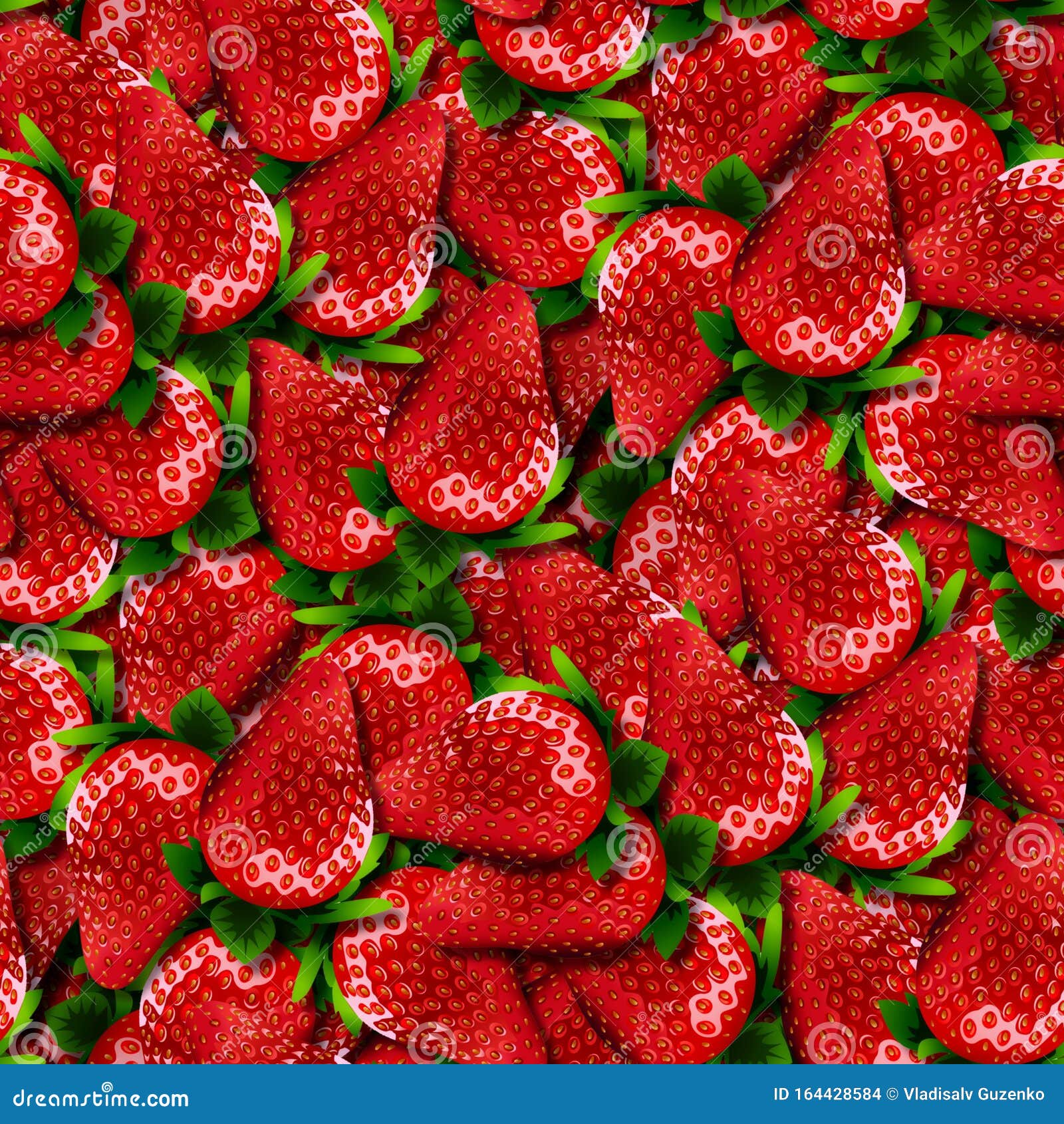 Strawberry Background of Illustrated Strawberries in Random Order Stock ...