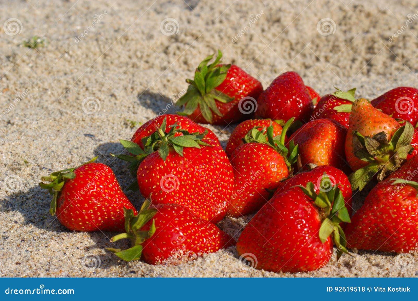 Strawberry on the beach stock photo. Image of exotic - 92619518