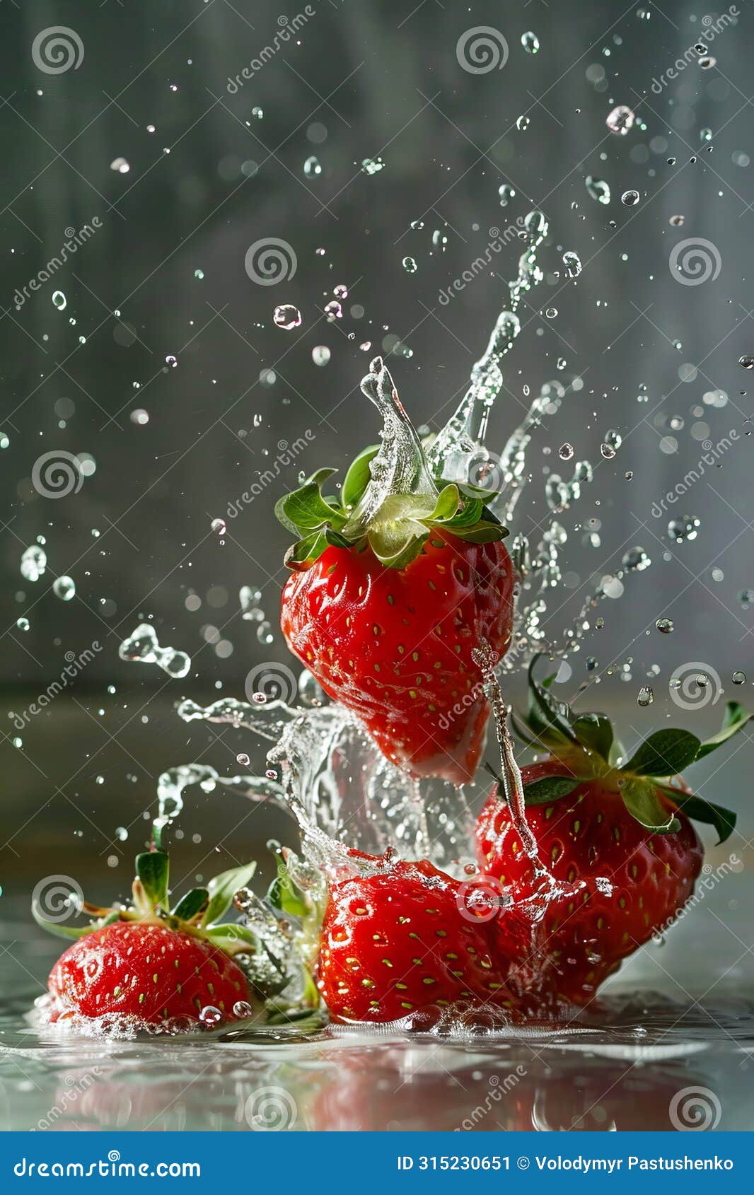 A Strawberry is Being Splashed with Water Stock Image - Image of ...