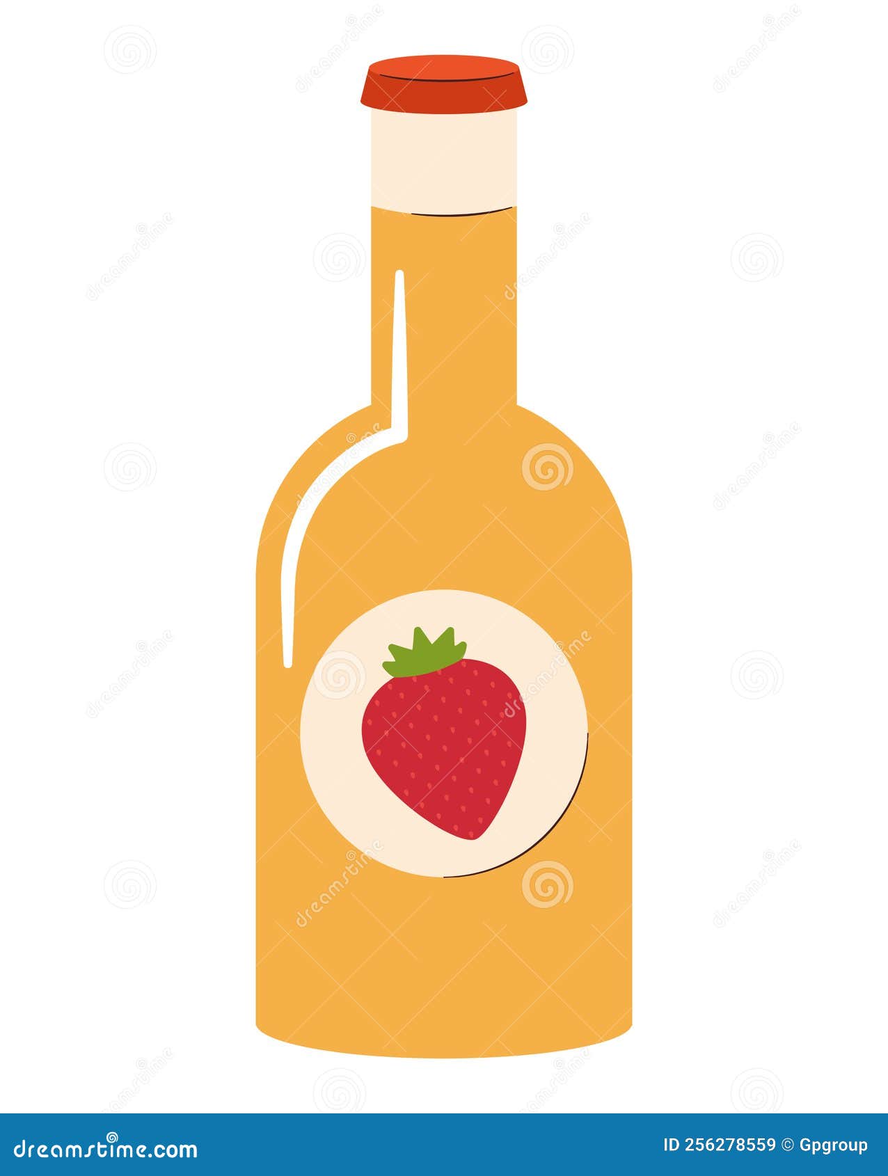 Strawberry beverage bottle stock vector. Illustration of juicy - 256278559