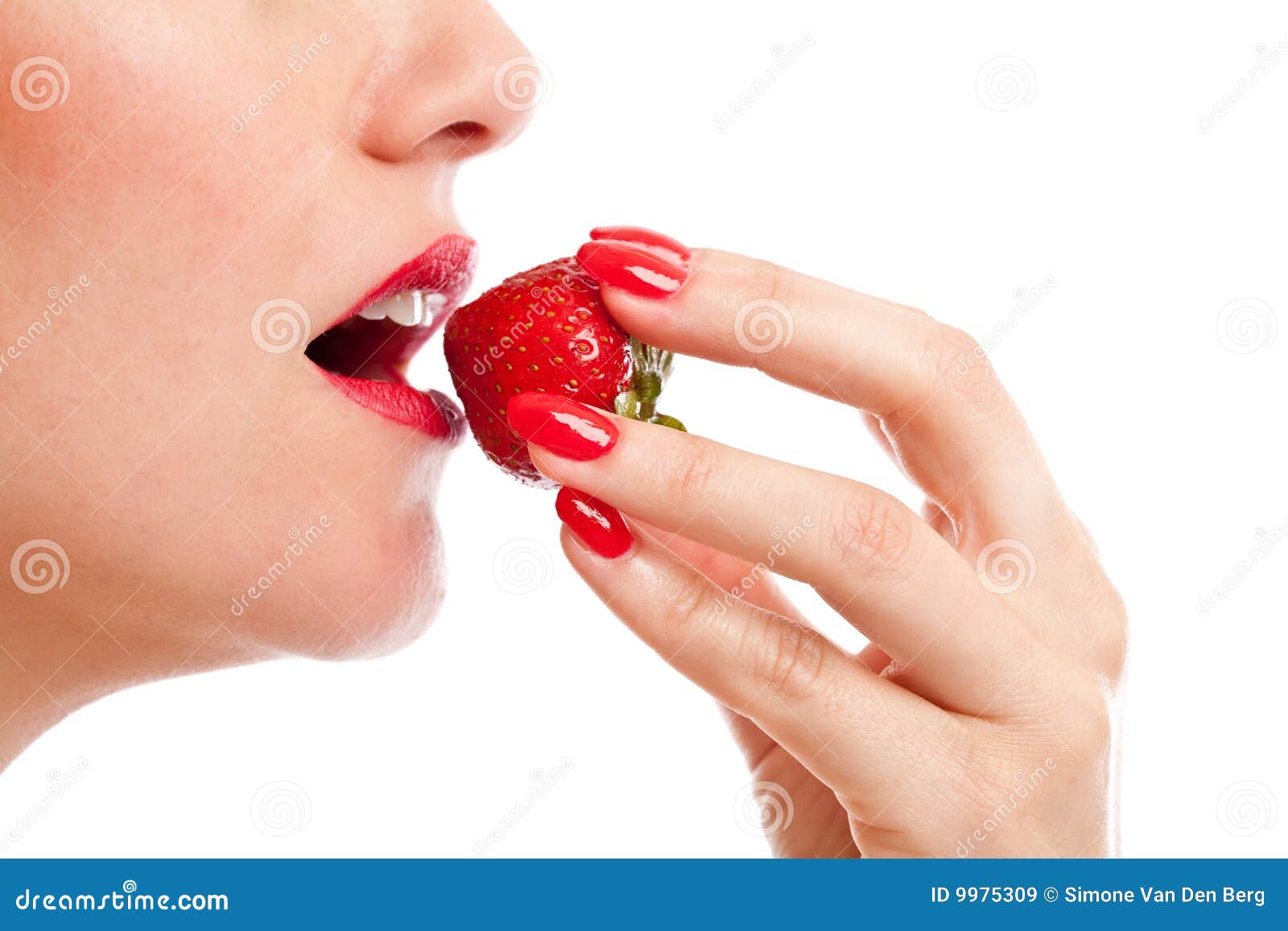 Strawberry bite stock image. Image of food, mouth, strawberry - 9975309