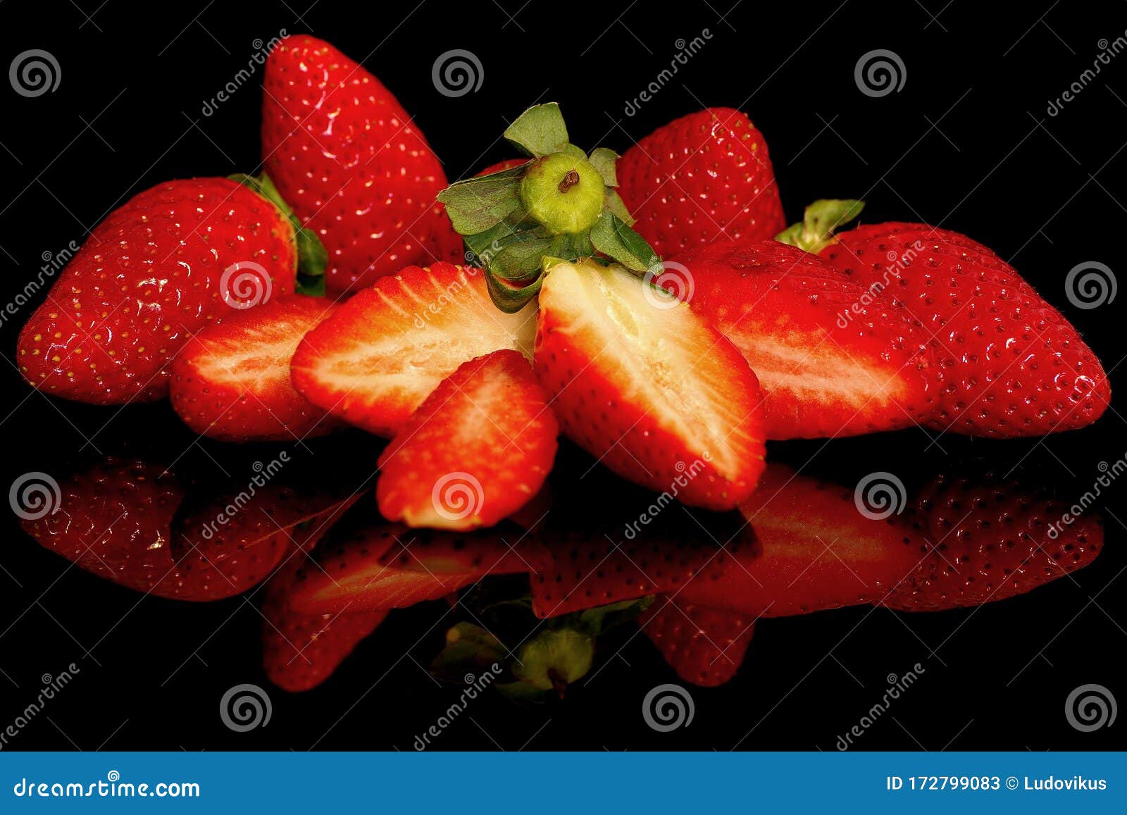 Strawberry on Black Background Stock Image - Image of fruit, snack ...