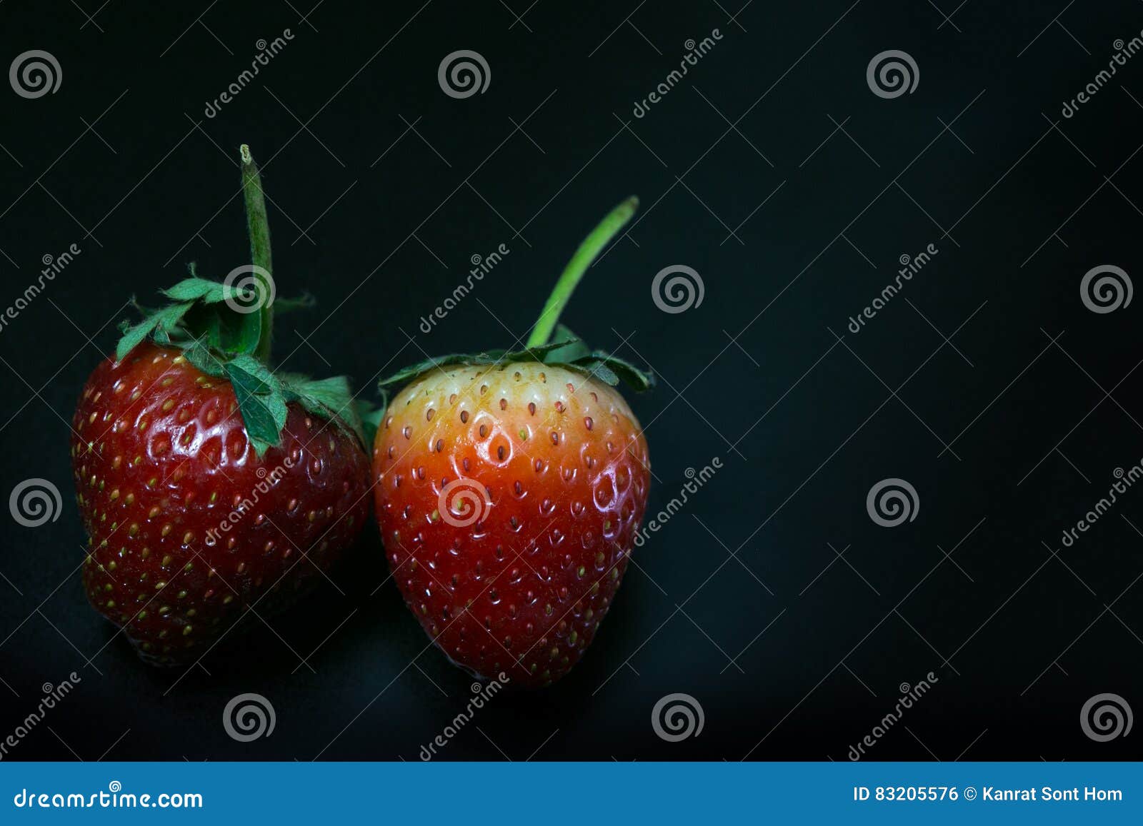 Strawberry on Black Background Stock Photo - Image of fresh, macro ...