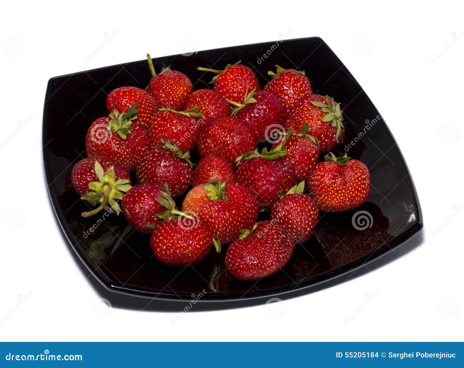 Strawberry on a Black Plate a Side View Stock Photo - Image of drink ...