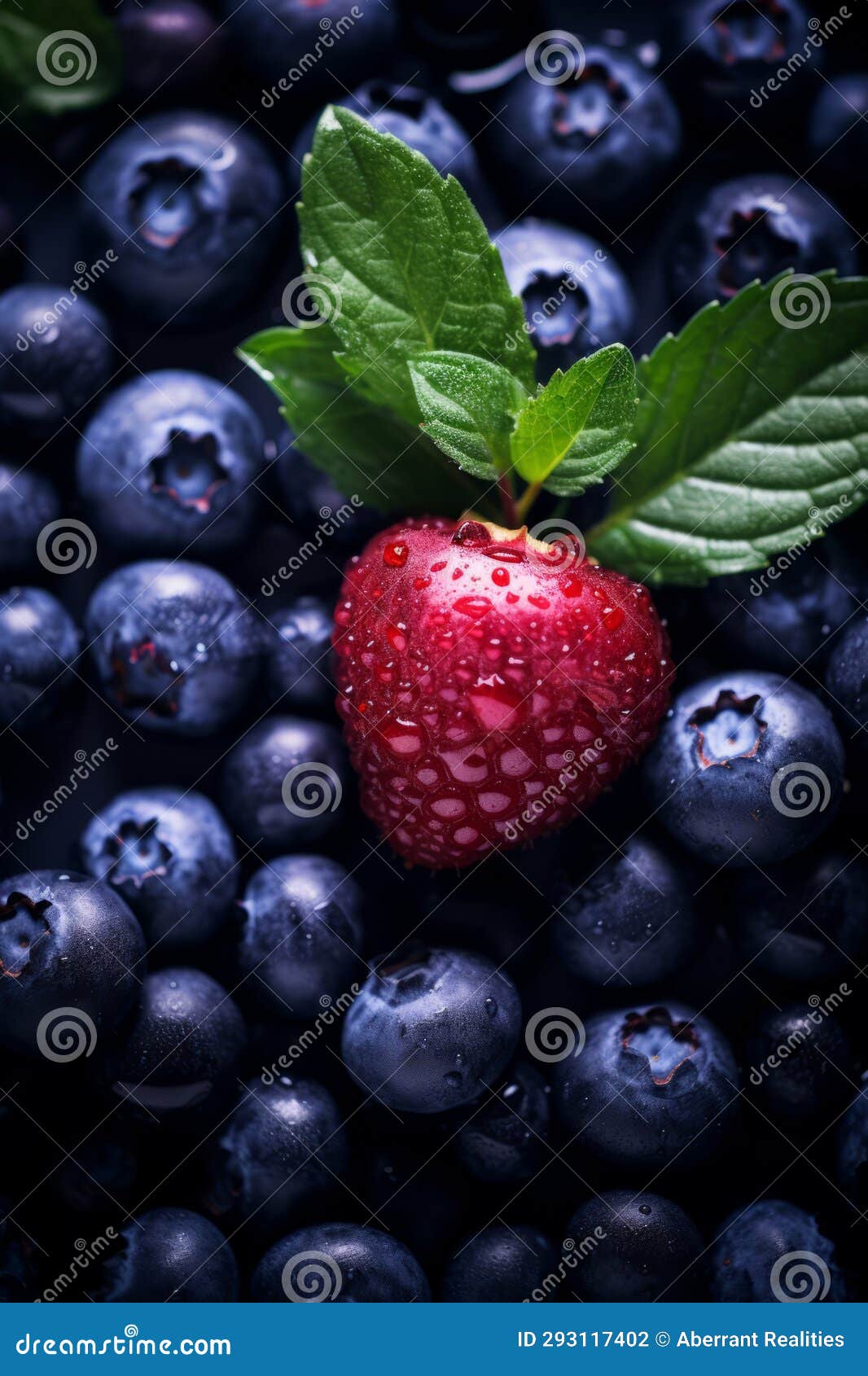 Strawberry and Blueberries on a Black Background Stock Illustration ...