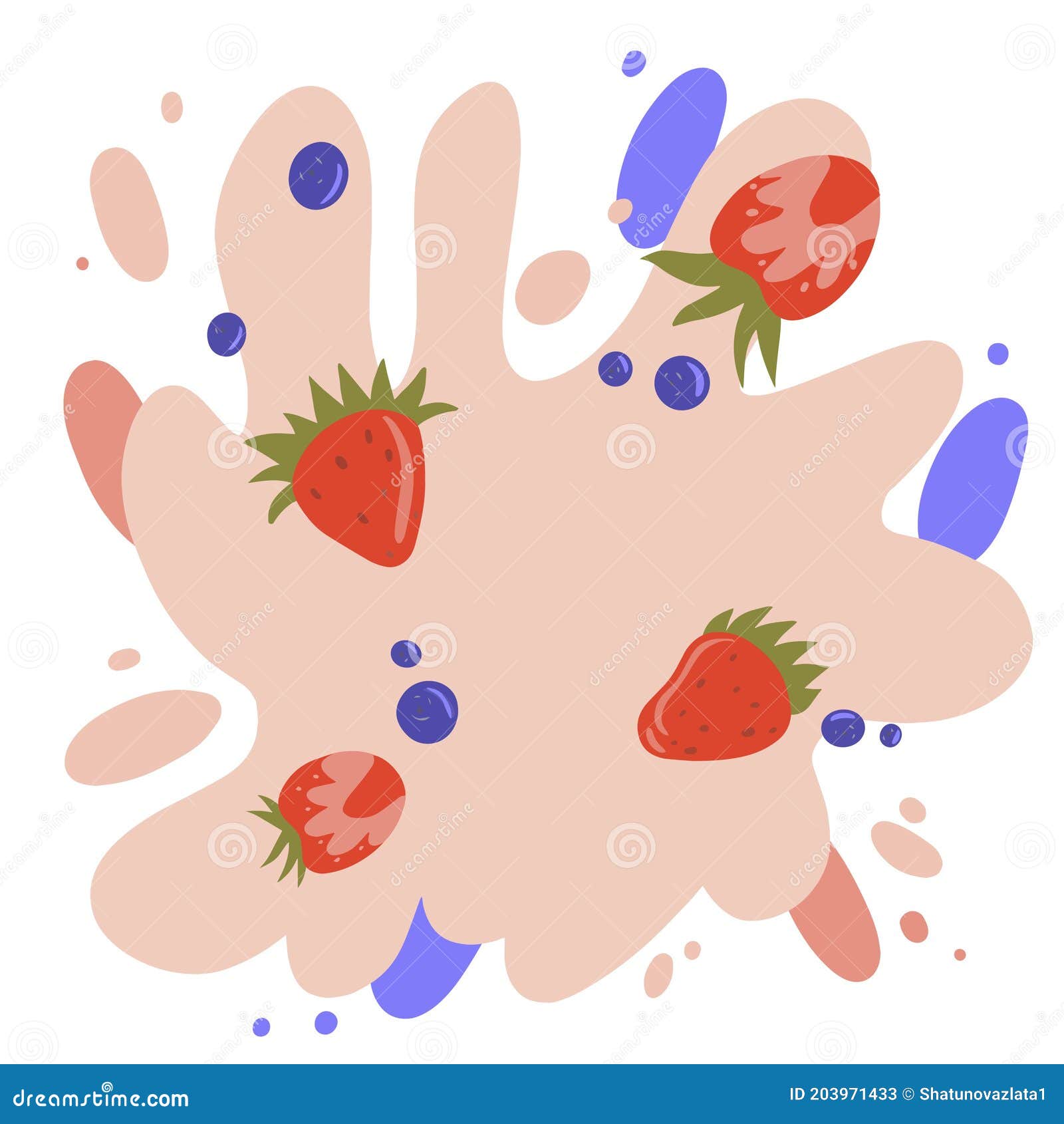 Strawberry and Blueberry Splash Illustration in Vector Stock Vector ...