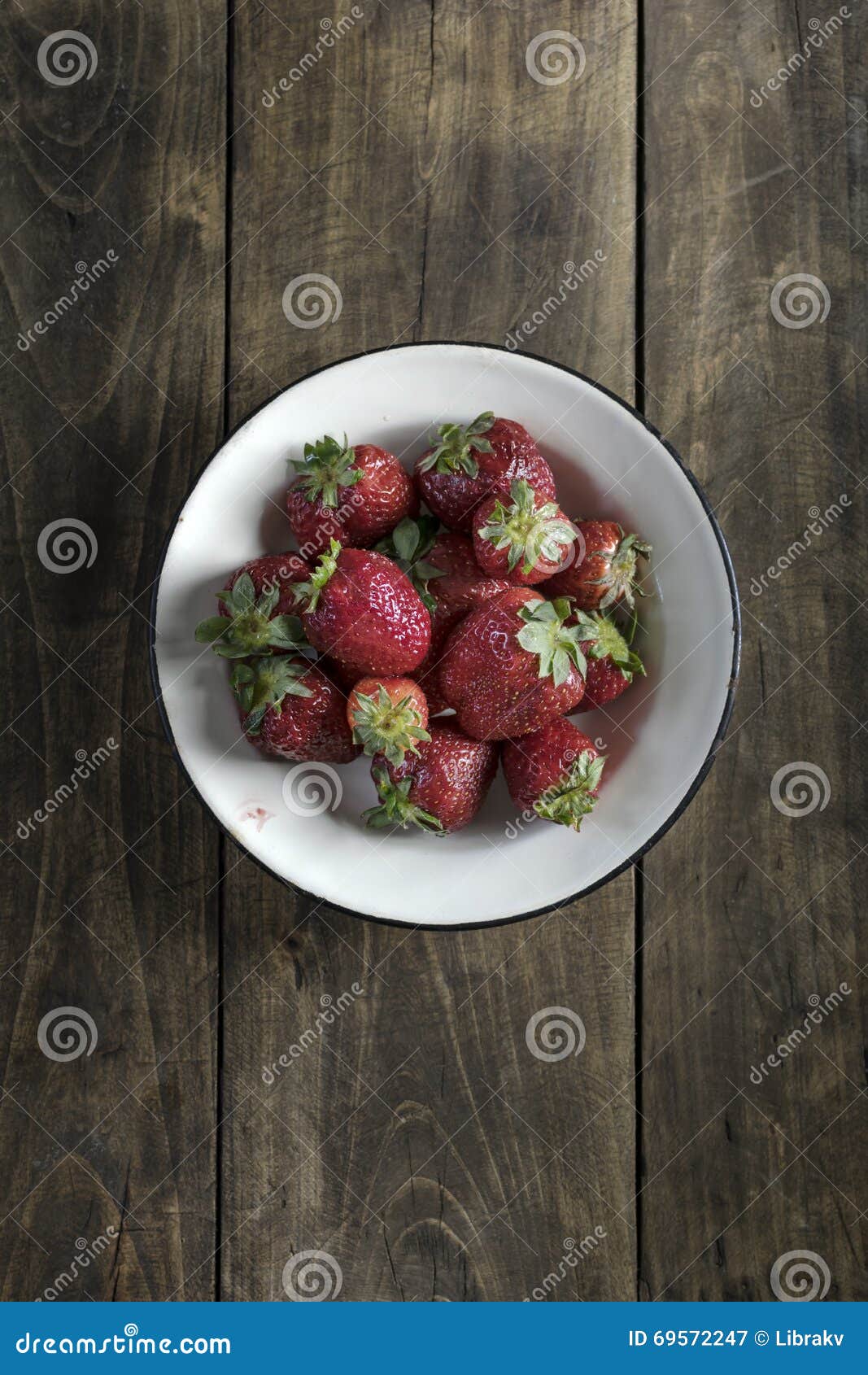 Strawberry in a Bowl on Wooden Table Stock Image - Image of eating ...
