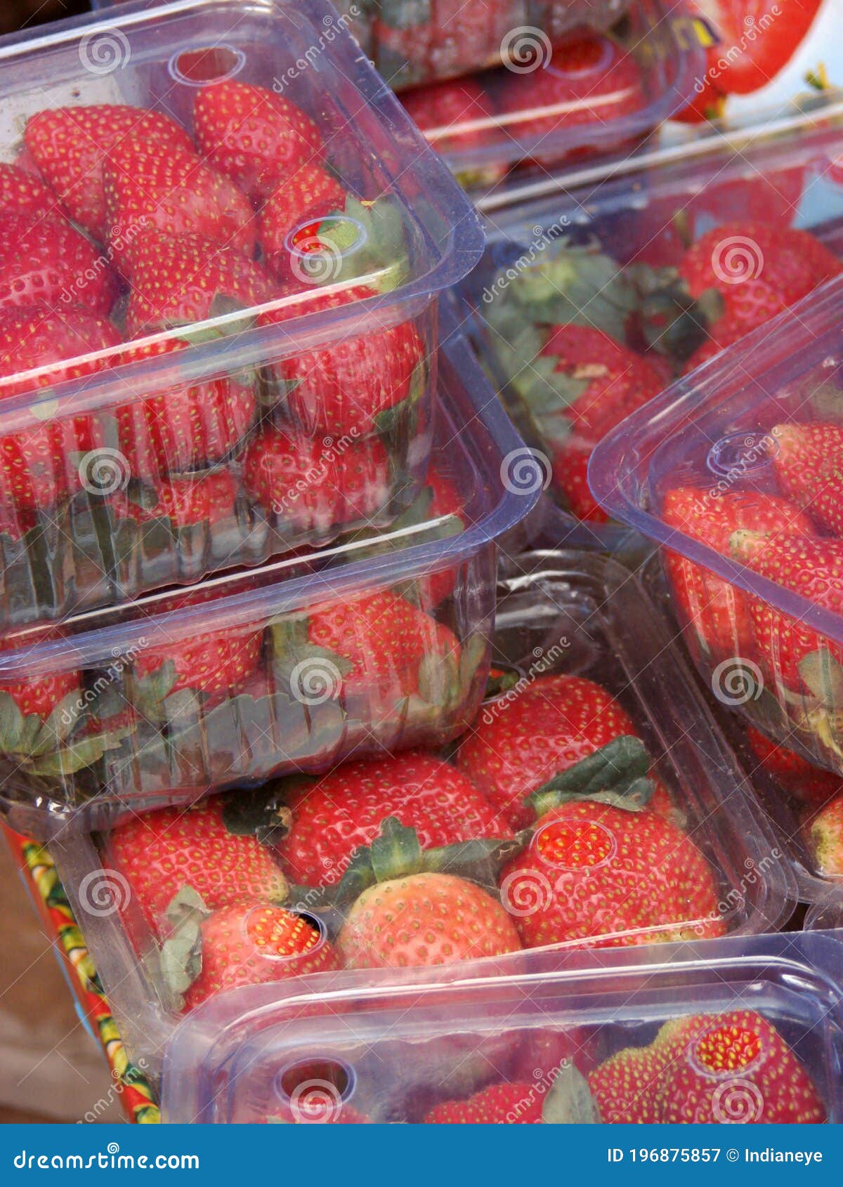 Strawberry boxes for sell stock image. Image of berries - 196875857