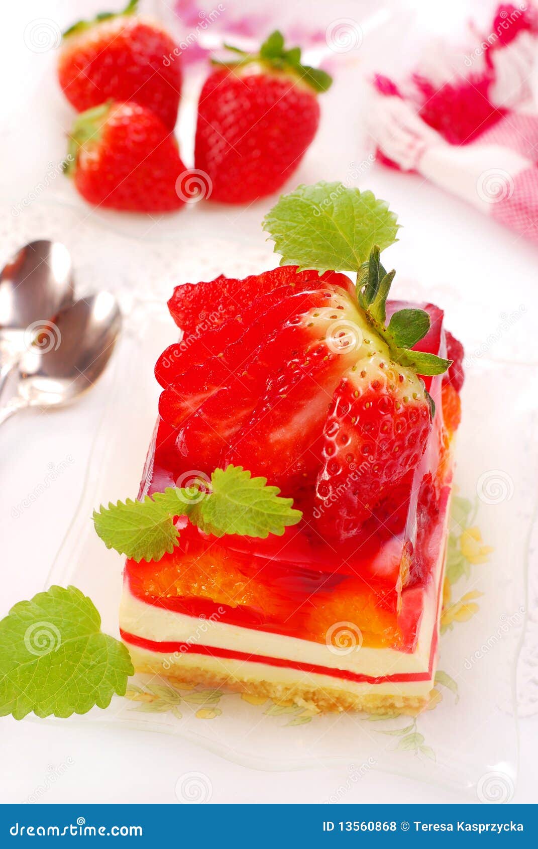 Strawberry cake with jelly stock photo. Image of food - 13560868