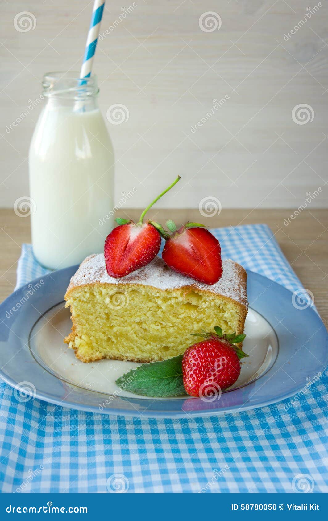 Strawberry Cake on the Plate Stock Photo - Image of decorative, sweet ...
