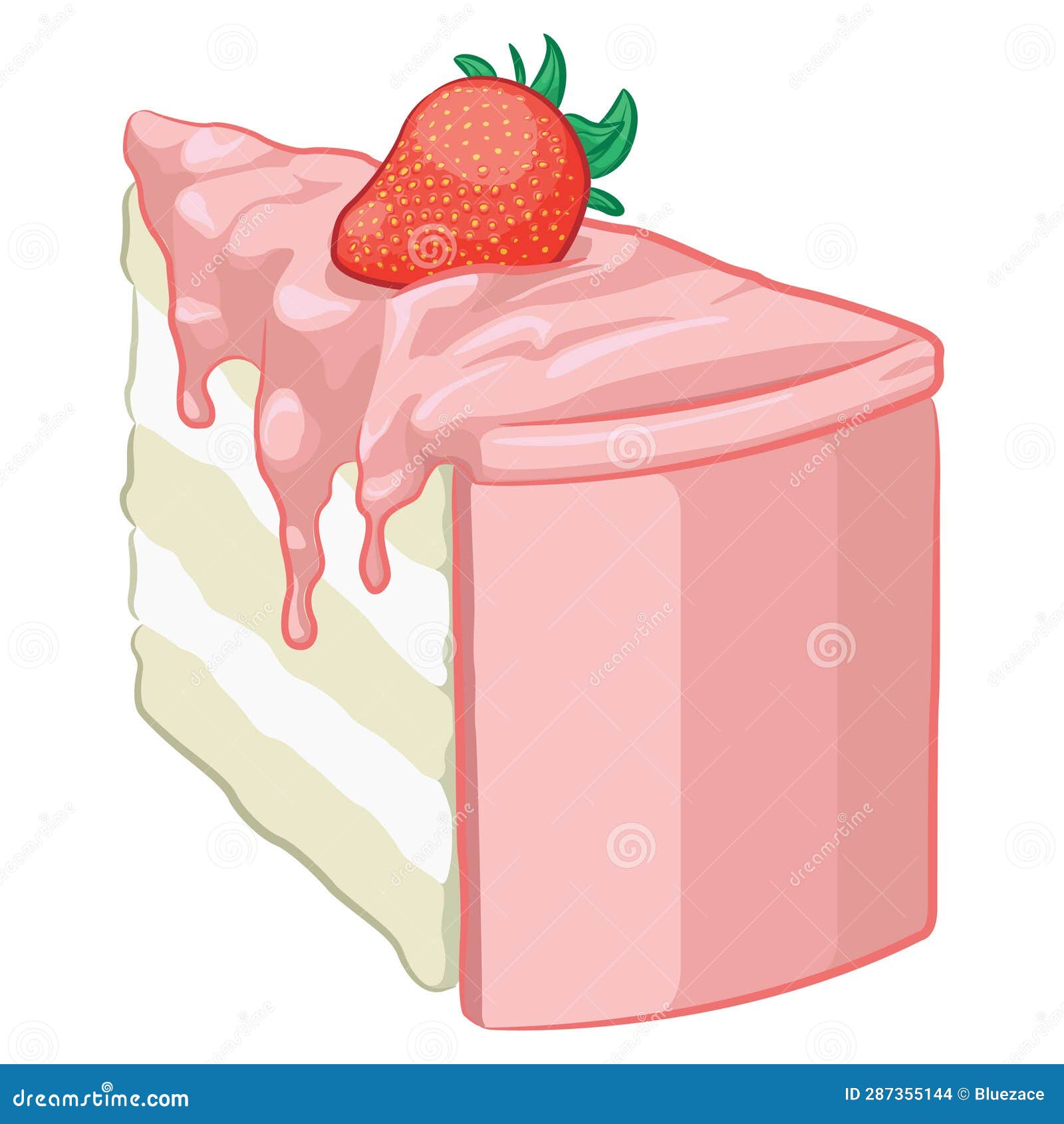 Strawberry Cake Slice Sweets Dessert Food Stock Vector - Illustration ...