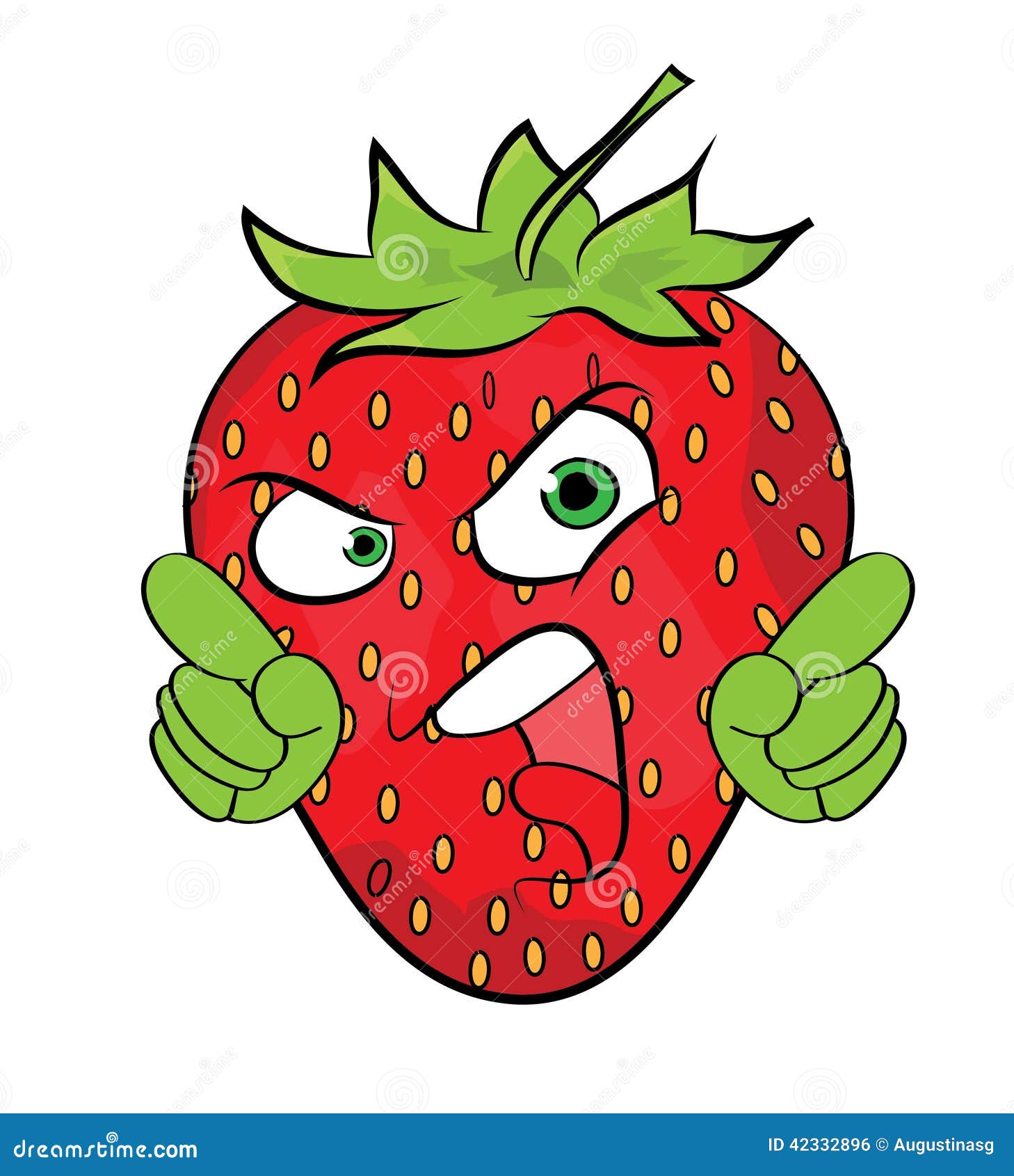 Strawberry Cartoon Line Art Outline Coloring Book Page For Kids Vector ...