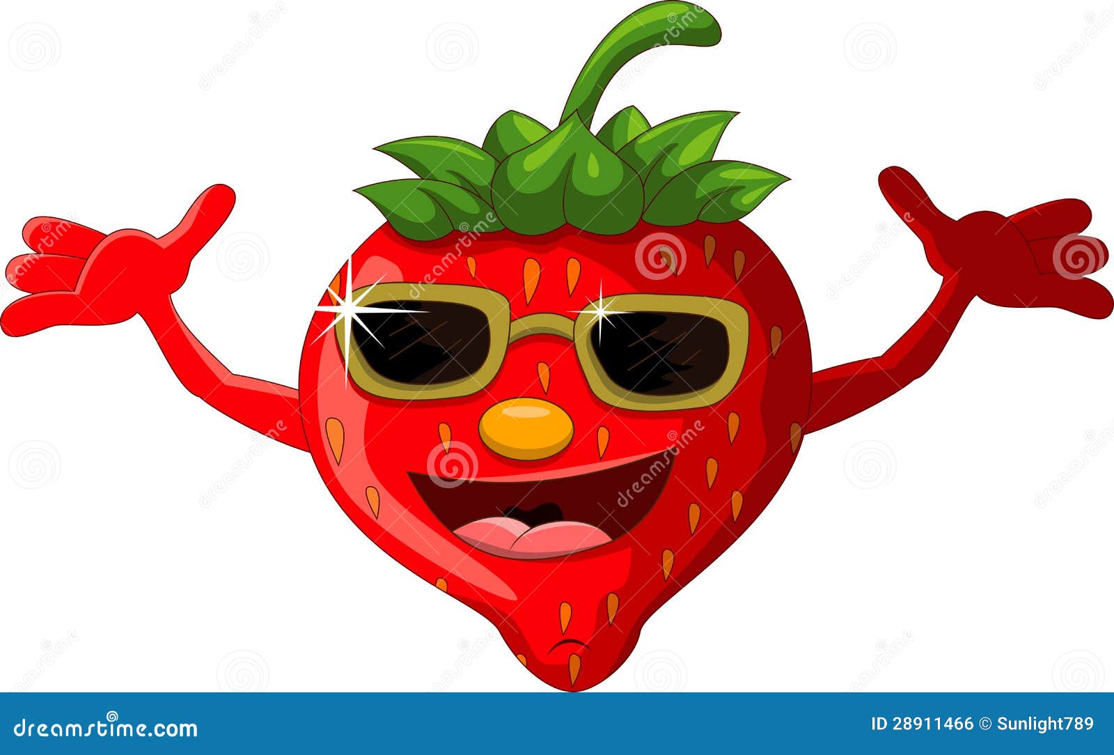 Strawberry Cartoon Character With Attitude Wearing Sunglasses Vector ...