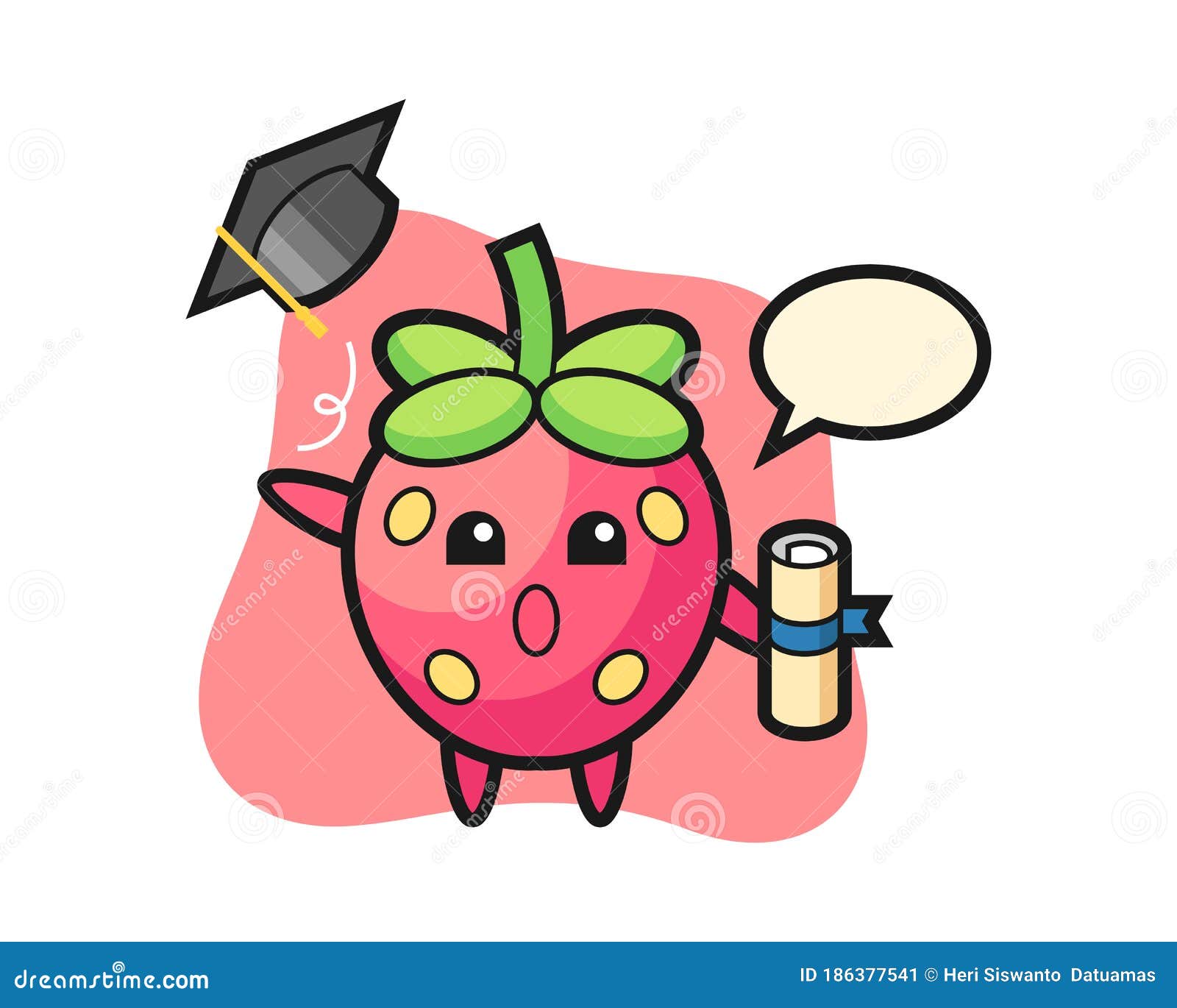 Strawberry Cartoon Throwing the Hat at Graduation Stock Vector ...