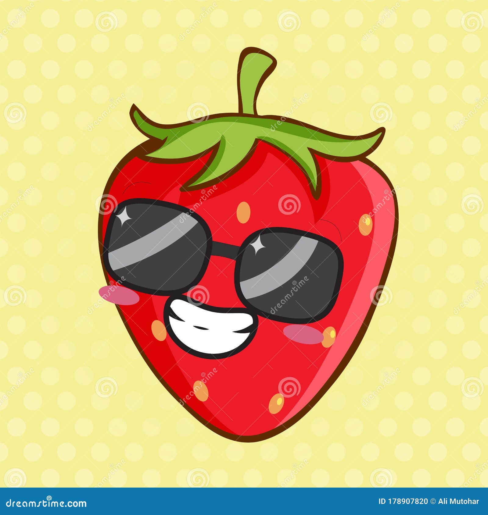 Strawberry Cartoon Vector with a Smile Stock Vector - Illustration of ...