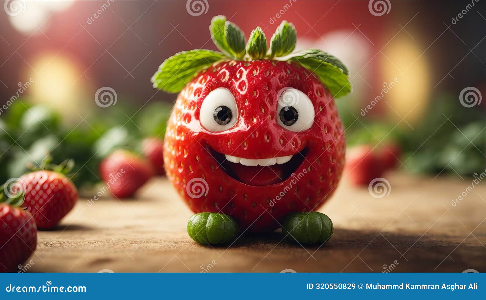 Strawberry Character Smiles and Shows Like on a White. Stock ...