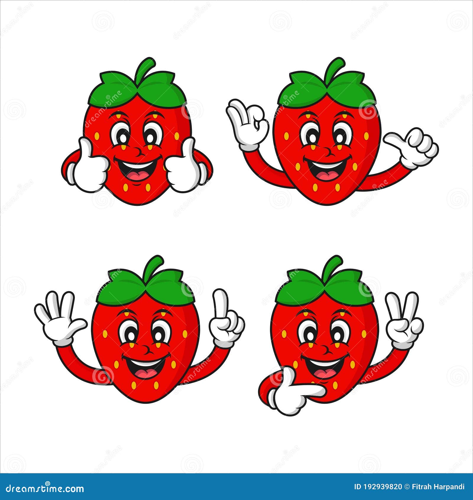 Strawberry Character Vector Design Collection Stock Vector ...