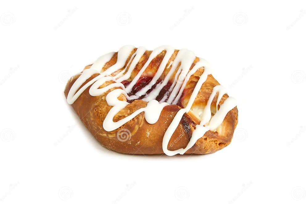 Strawberry and Cheese Danish on White Background Stock Photo - Image of ...