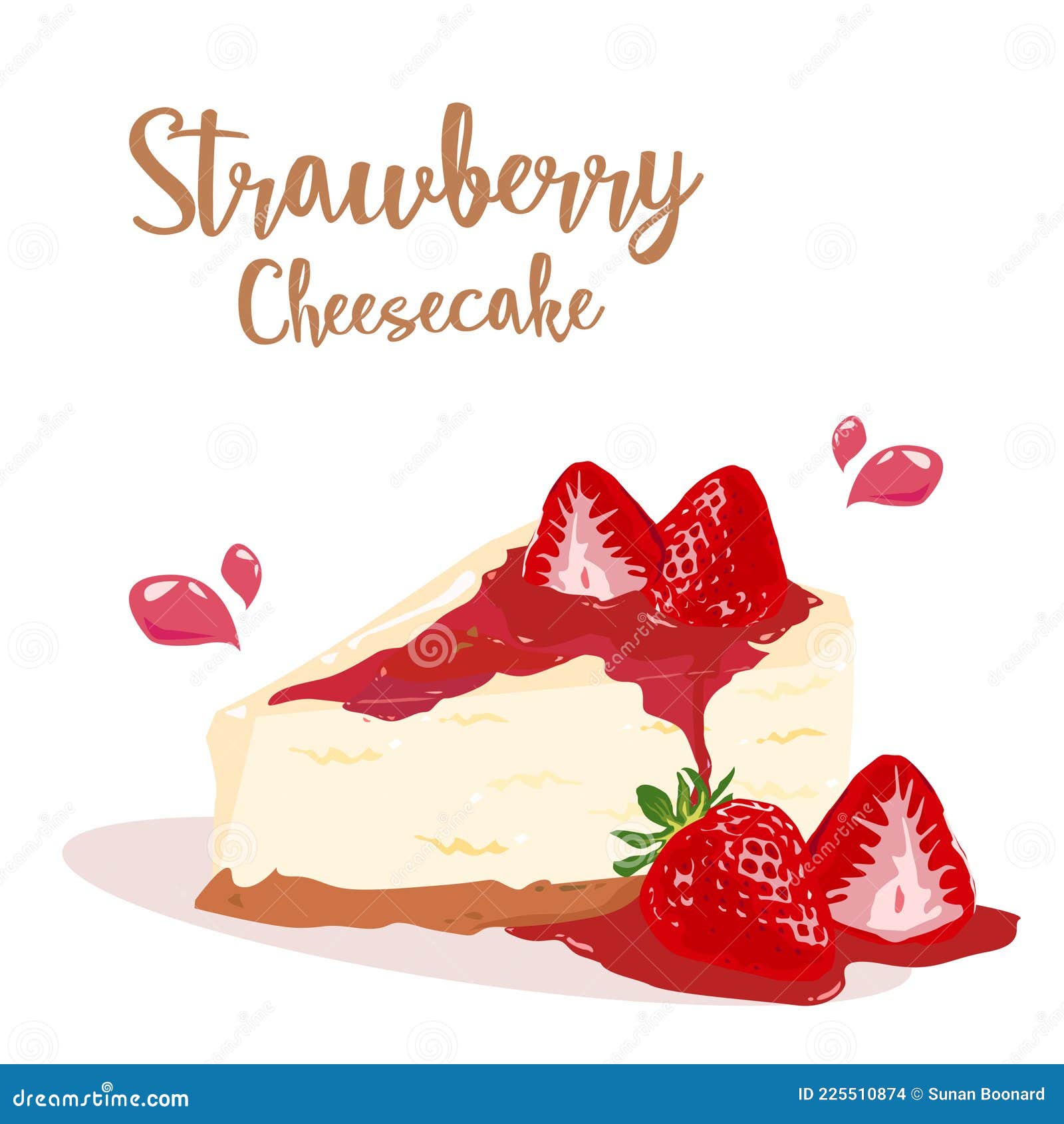 Strawberry Cheesecake Vector Isolated On White Background. Stock ...