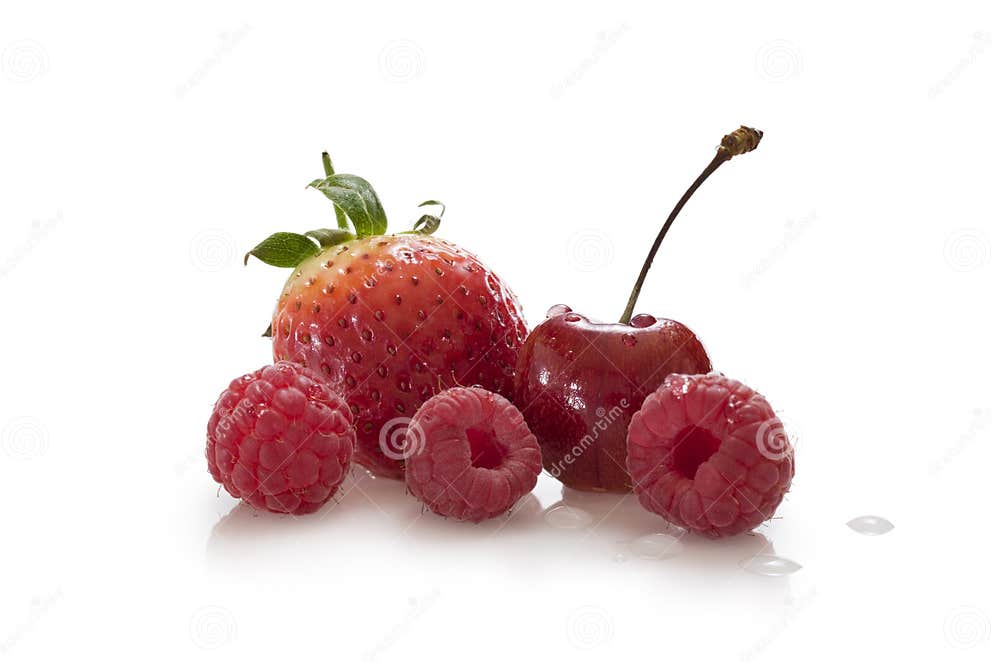 Strawberry, Cherry and Raspberries Stock Photo - Image of raspberries ...