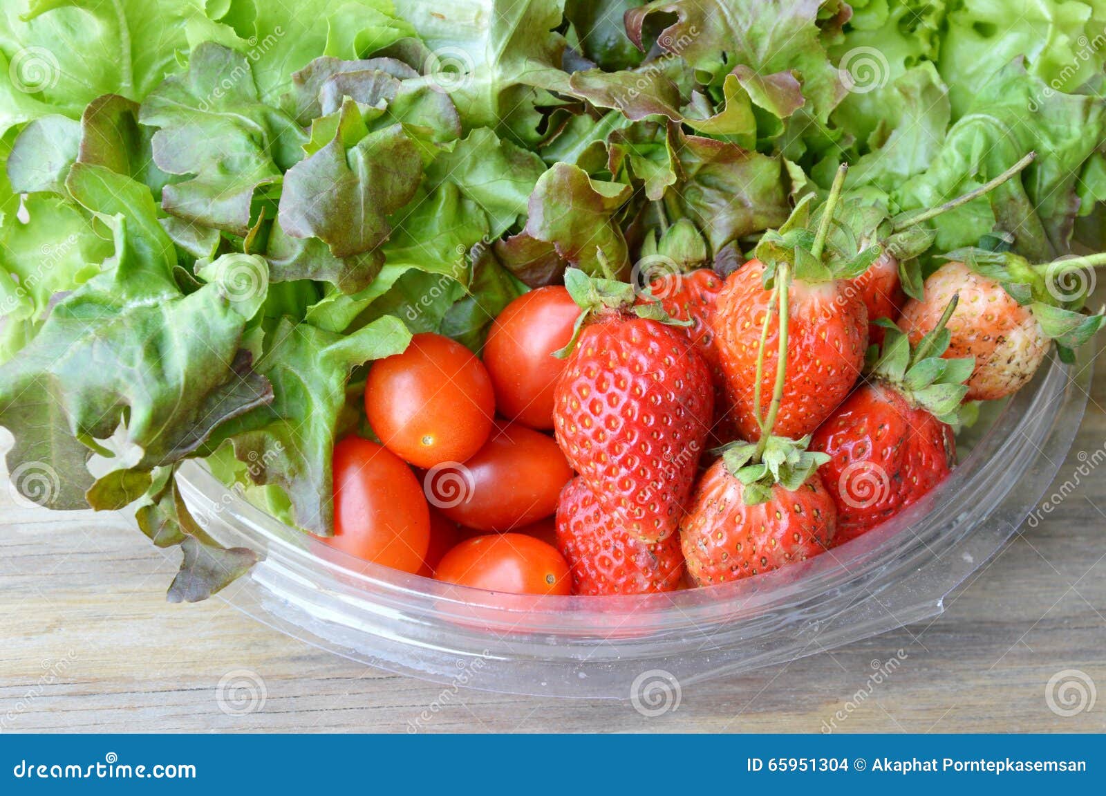 Strawberry and Cherry Tomato with Vegetable on Plastic Tray Stock Photo ...