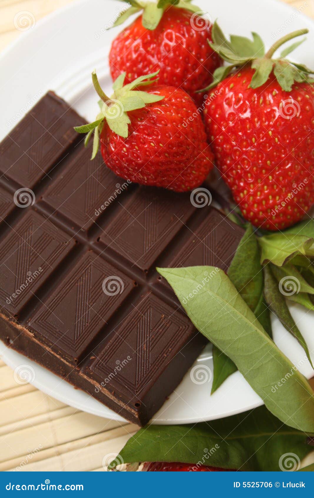 Strawberry and chocolate stock photo. Image of food, plate - 5525706