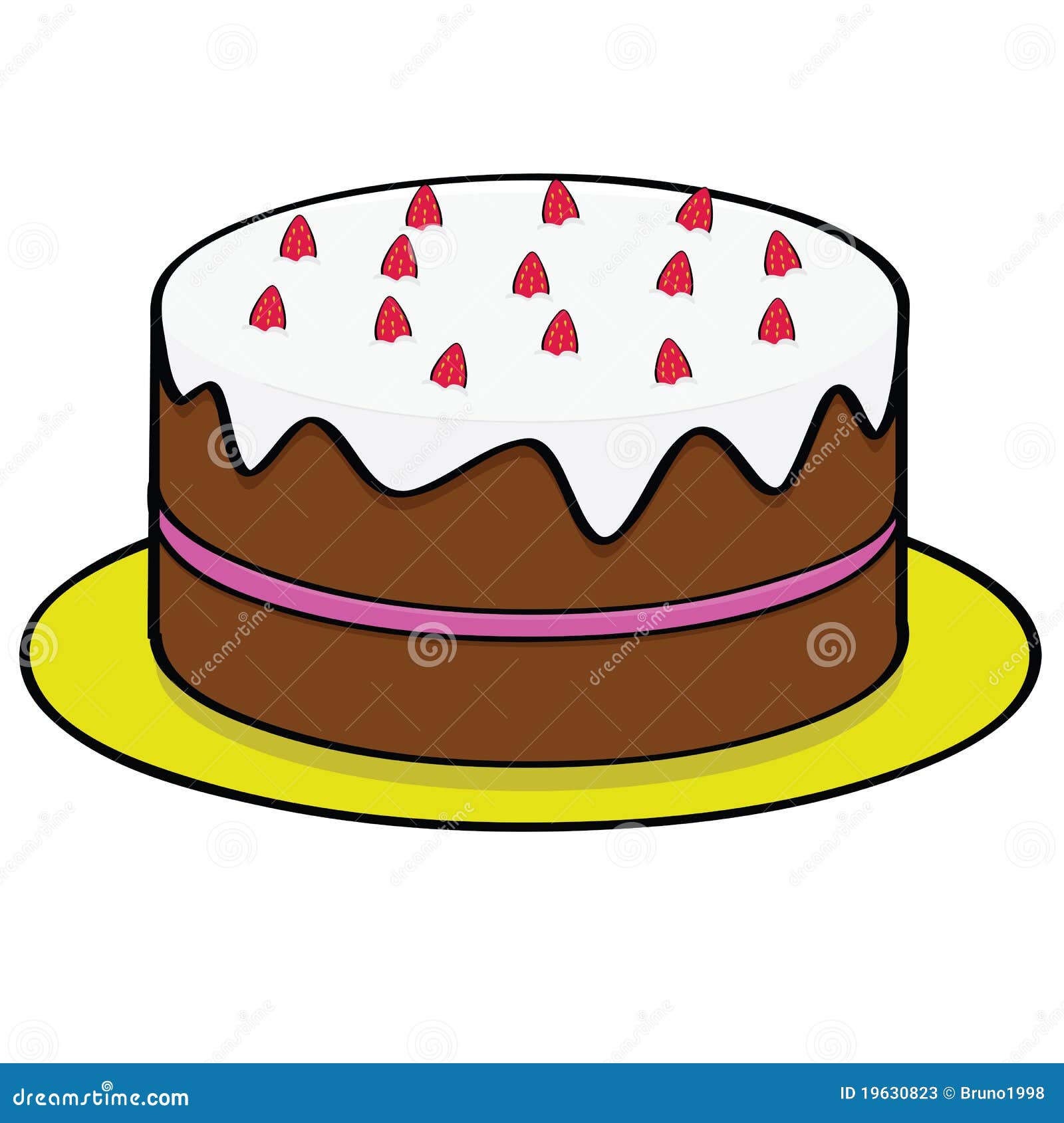 Strawberry chocolate cake stock vector. Illustration of cartoon - 19630823