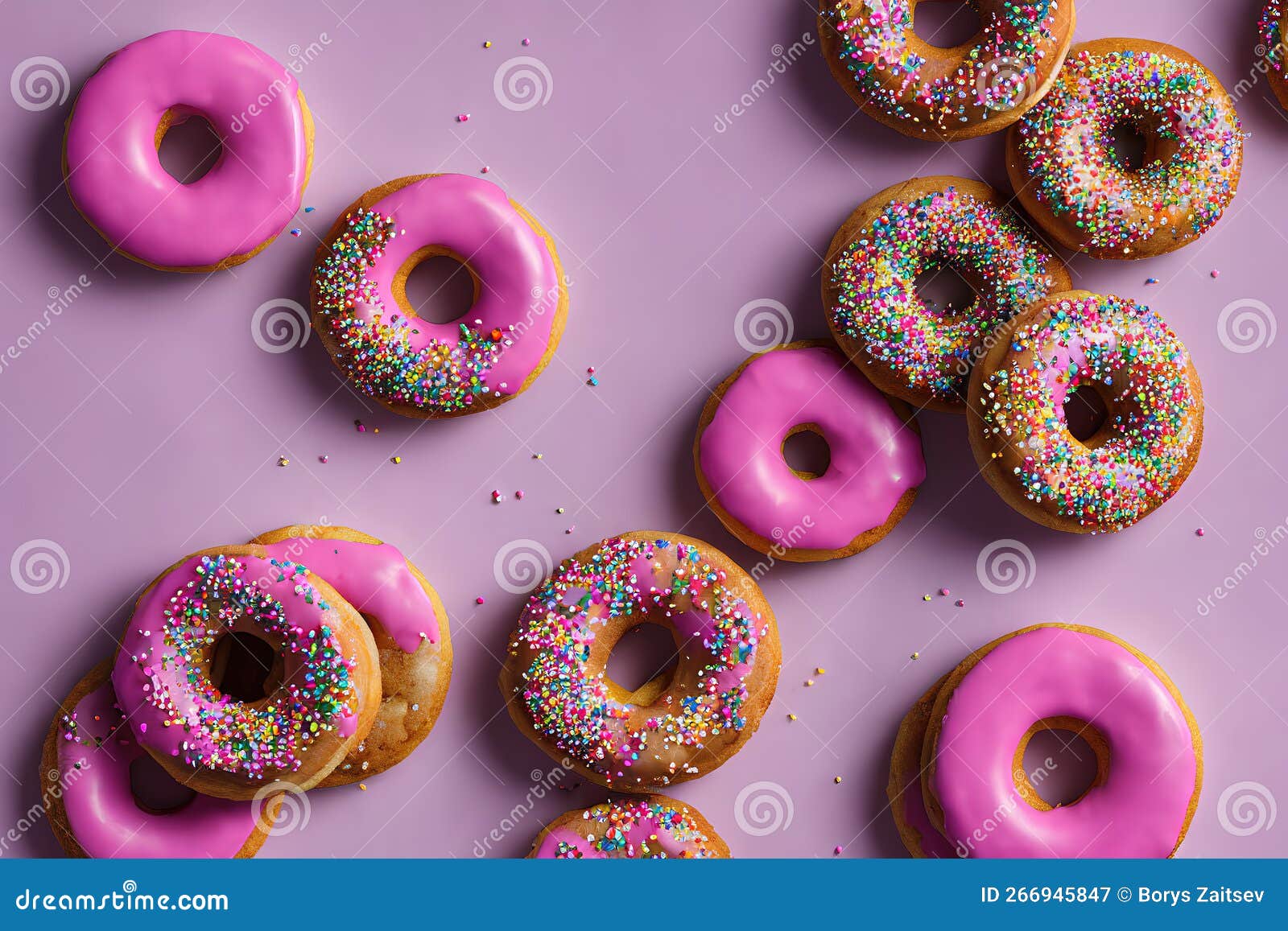 Strawberry and Chocolate Donuts with Bright Multi-colored Sprinkles ...