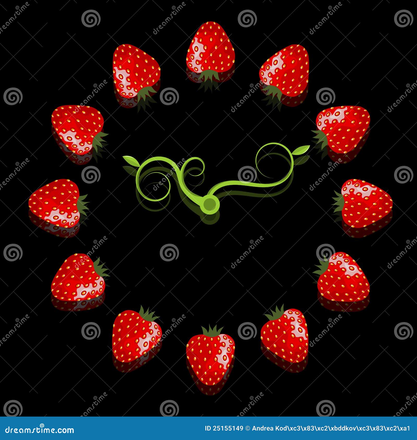 Strawberry clock stock vector. Illustration of kitchen - 25155149