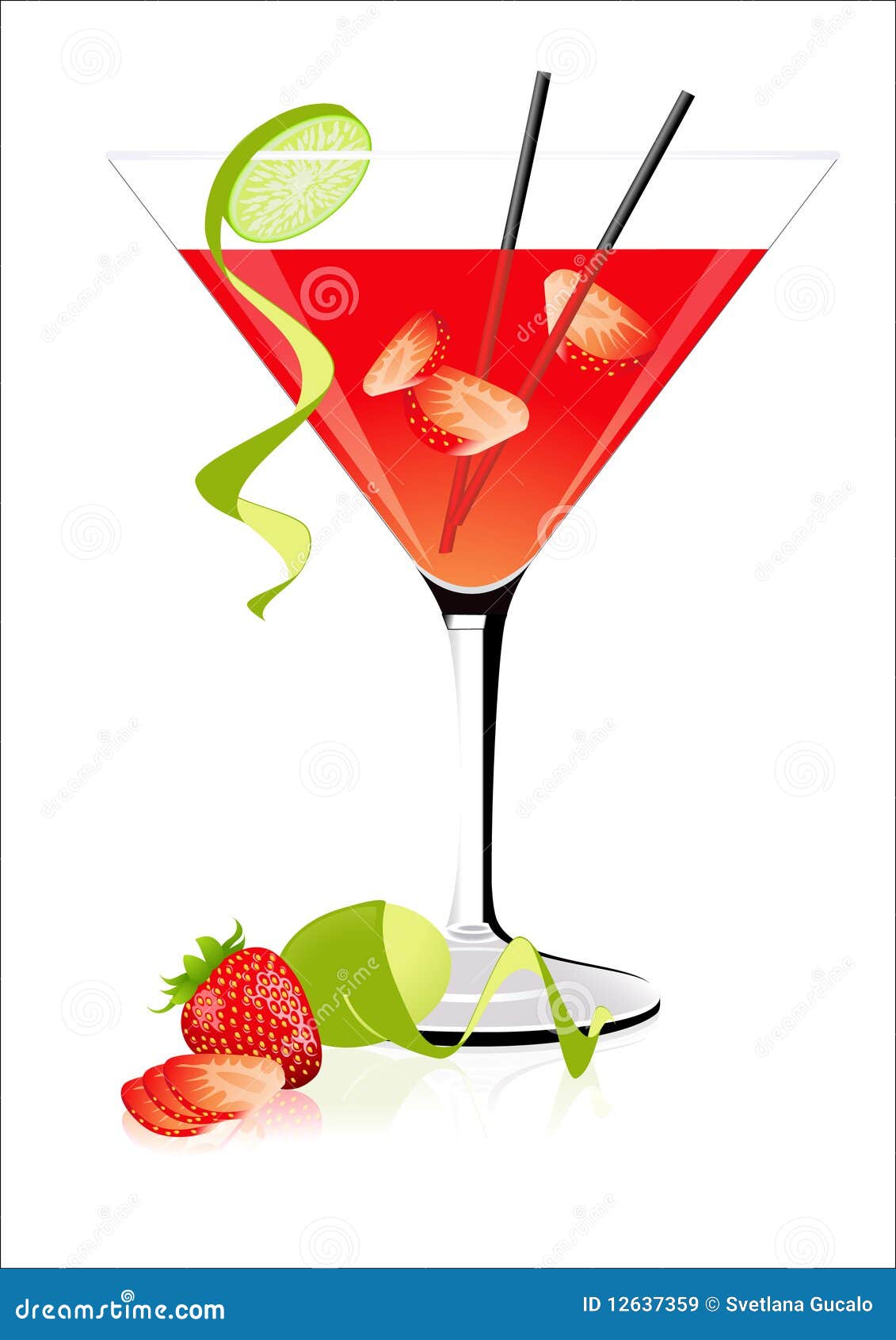 Strawberry cocktail stock vector. Illustration of color - 12637359